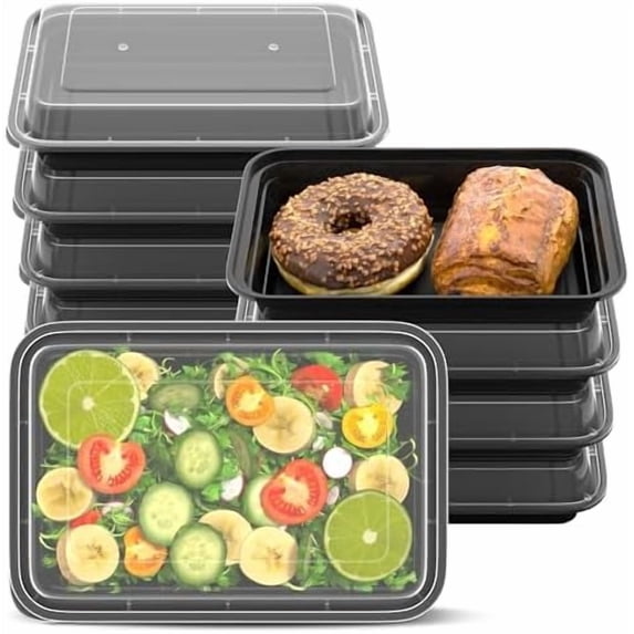 28oz Meal Prep Containers [50-Pack], Reusable Bento Box with Easy-Snap ...