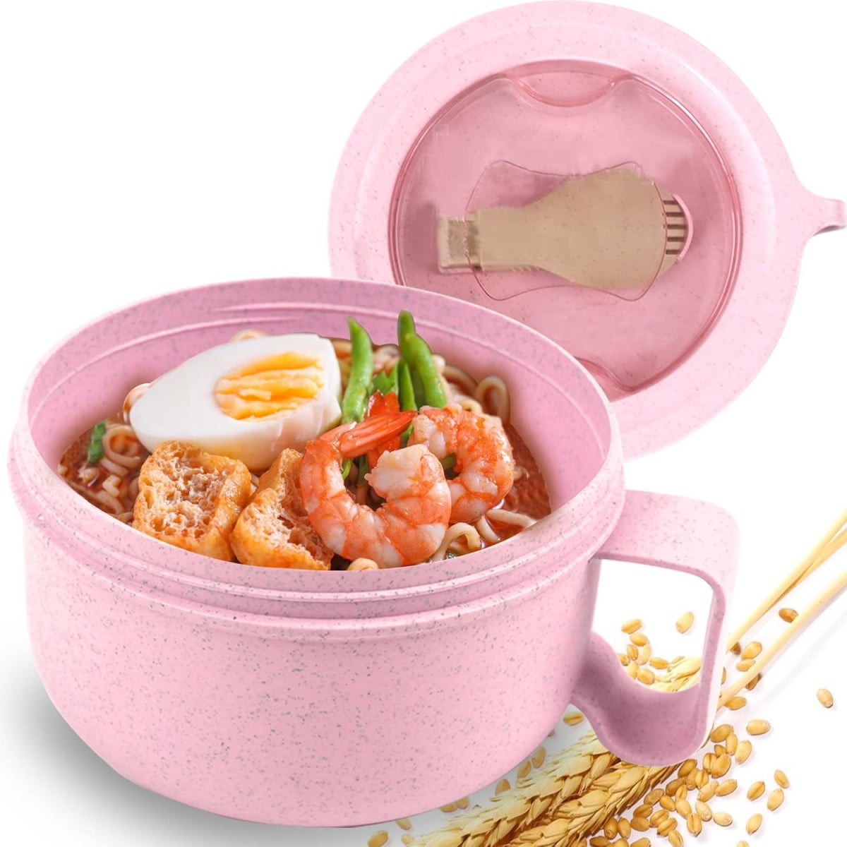 28oz Soup Mug Container,Wheat Straw Microwave Ramen Bowl Set,Pink ...