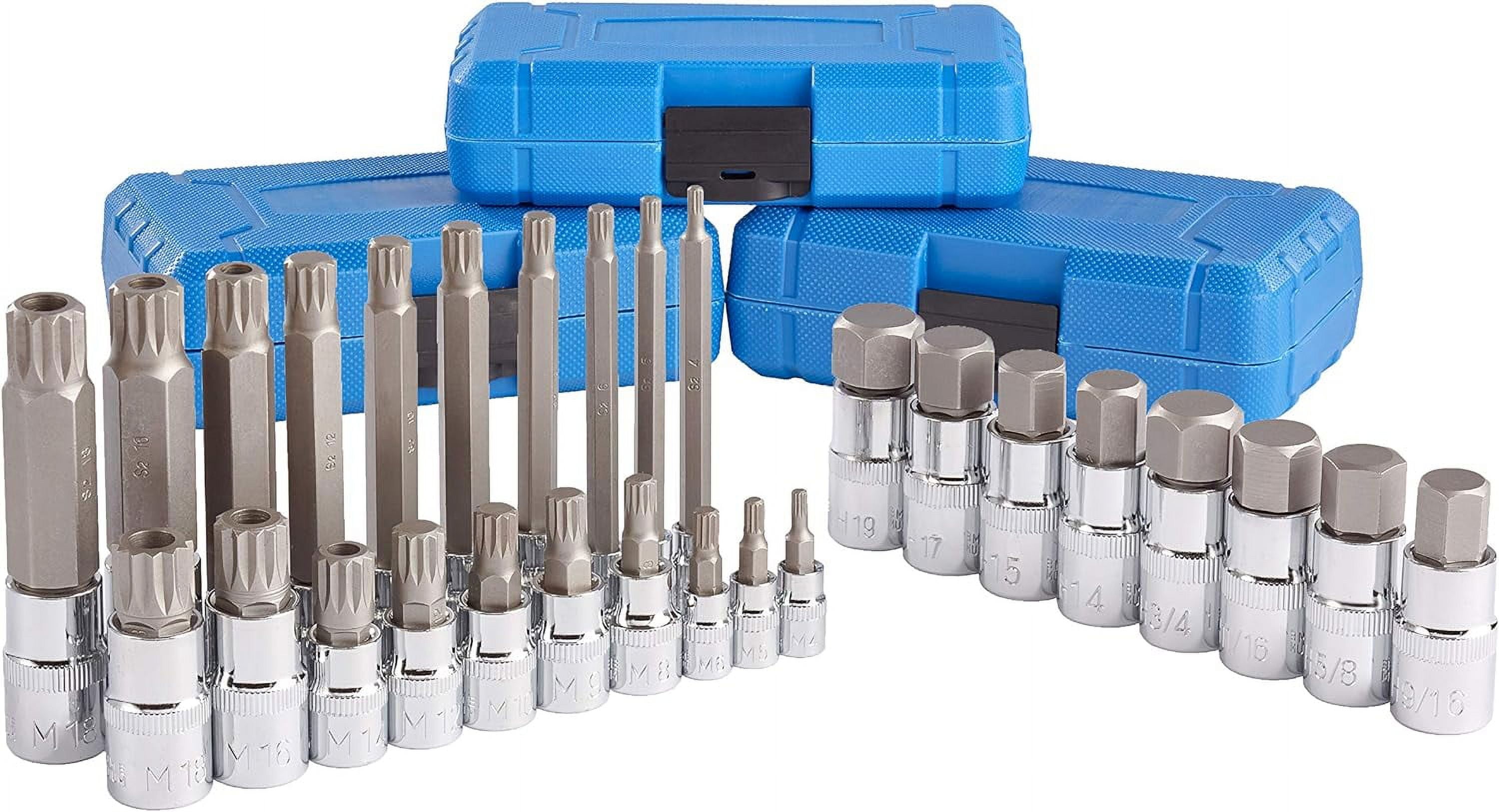 28pc Hex & XZN 12 Point MM Triple Square Spline Bit Socket Set Tamper Proof Bit - Walmart.com