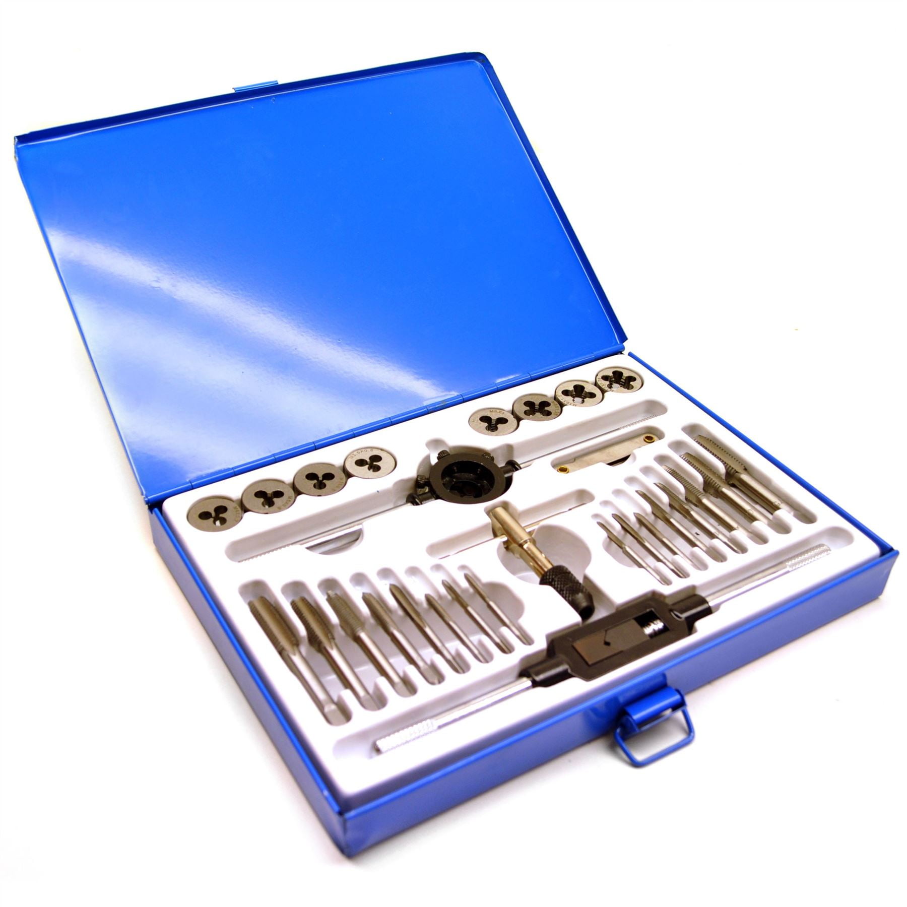 28pc Metric Tap and Die Set M3 x M12 Plug Taper Wrench Screw Pitch Gauge TE488 - Walmart.com