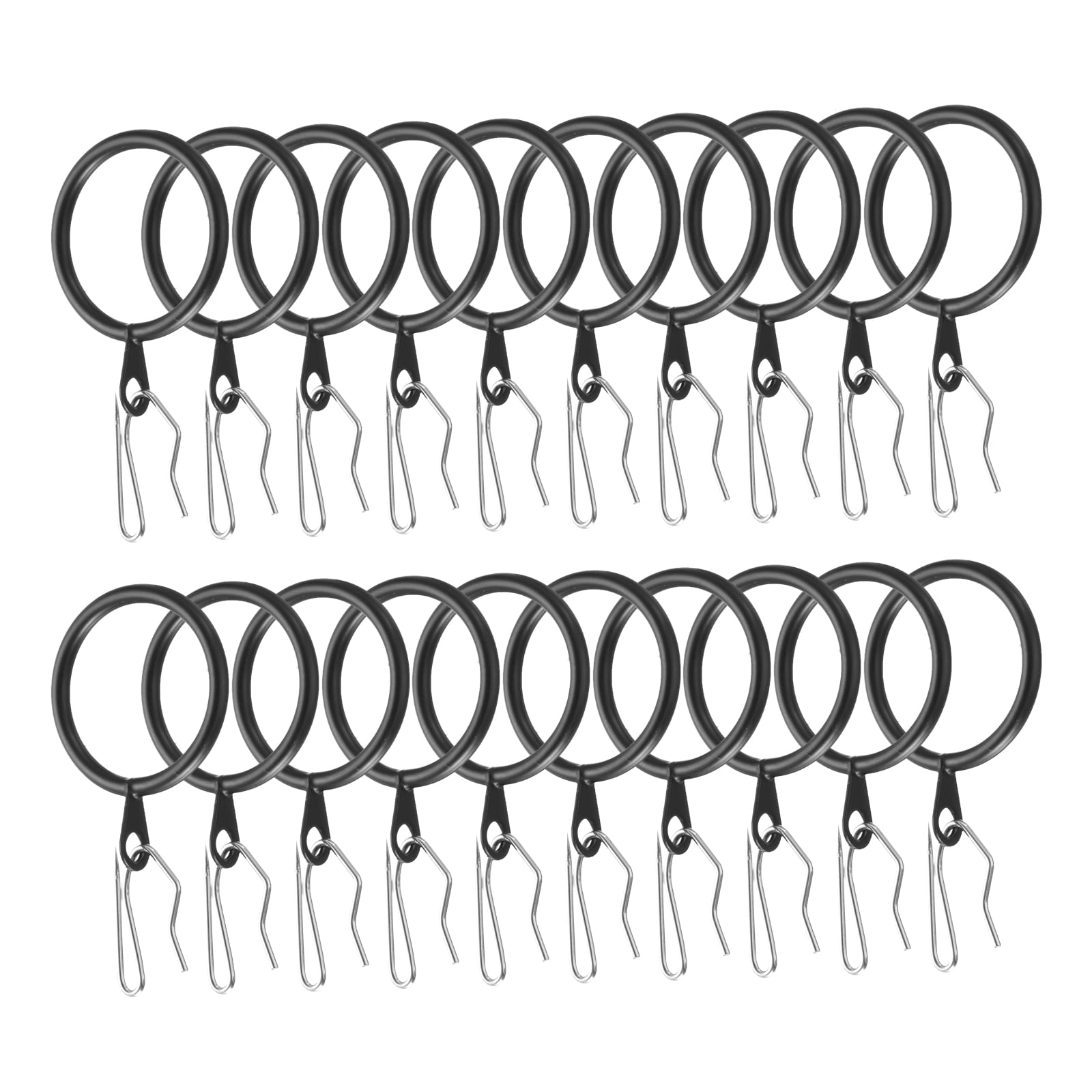 28pcs 1.2-Inch Metal Curtain Hook Rings Black Curtain Rings with Pin-on ...