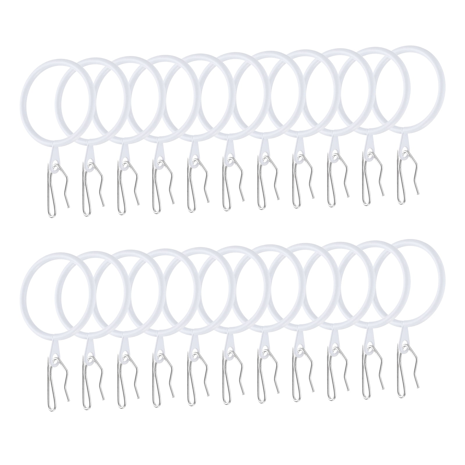 28pcs 1.5-Inch Metal Curtain Hook Rings White Curtain Rings with Pin-on ...