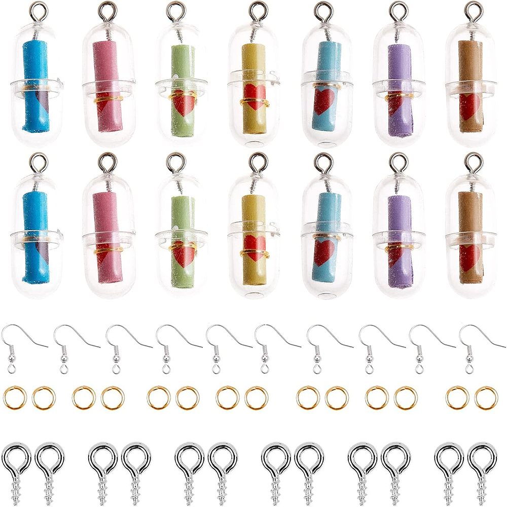 28pcs 7 Colors Plastic Bottle Pendants Wishing Bottles Pendants Earring ...