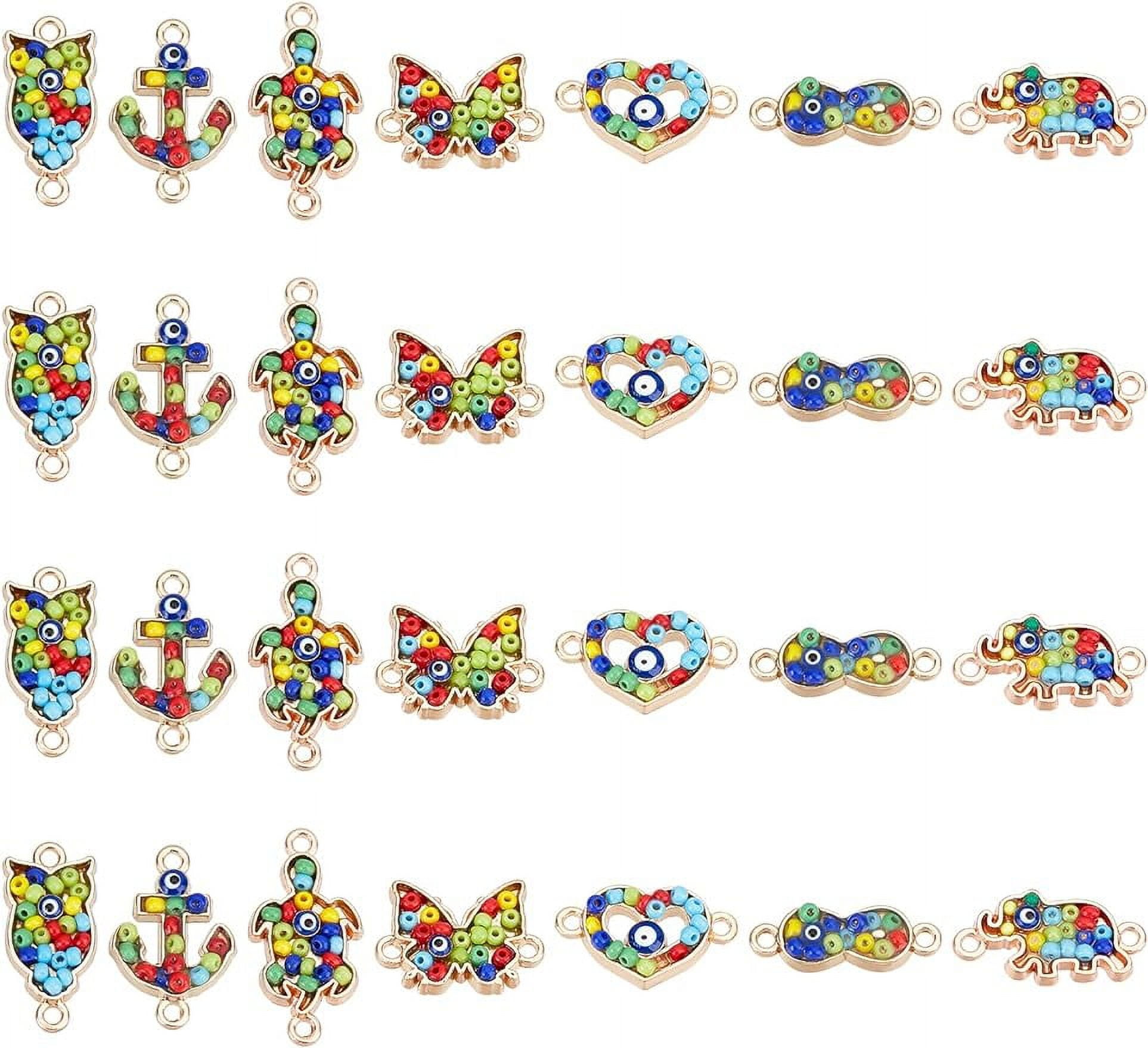 28pcs 7 Styles Alloy Colorful Enamel Rhinestone Link Heart Infinity ...