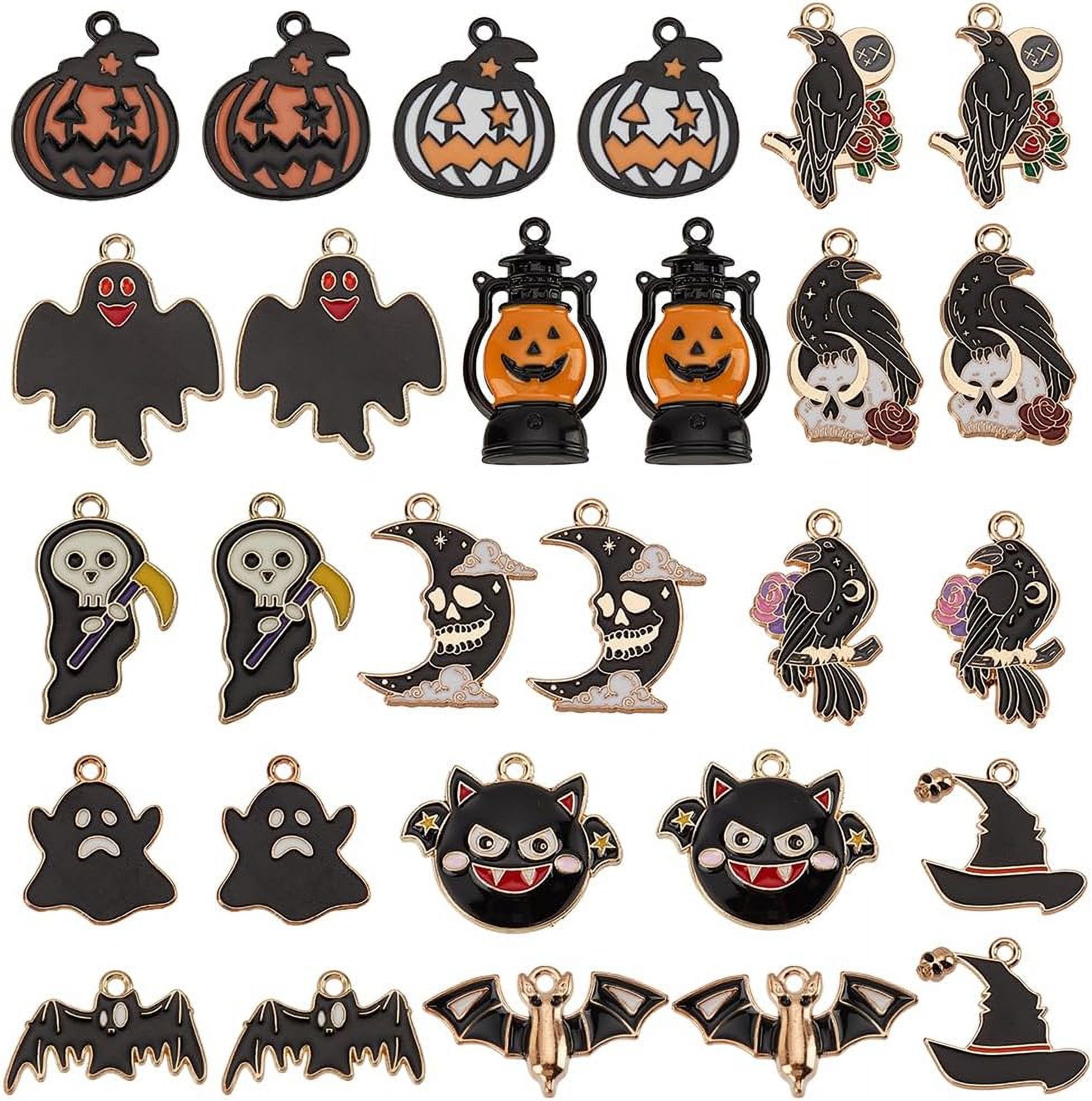 28pcs Assorted Halloween Charms 14 Styles Alloy Enamel Pendants Skull ...