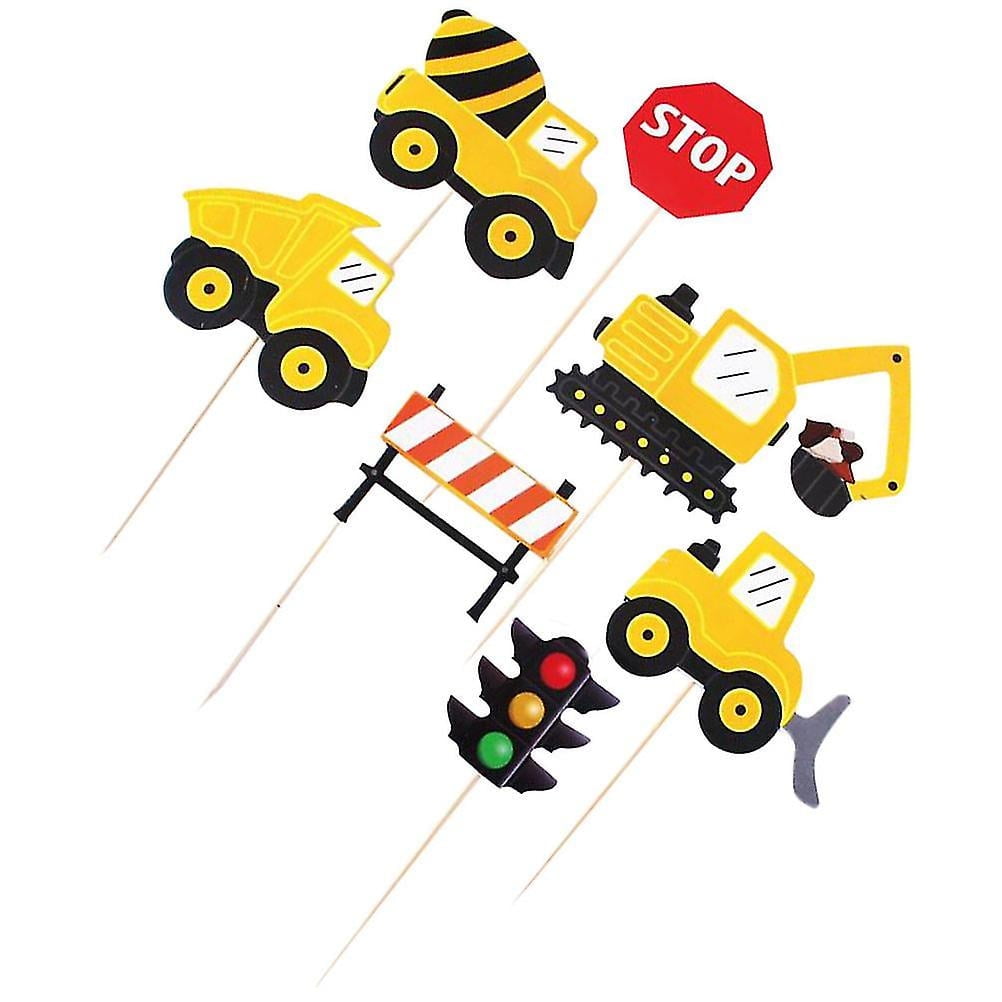 28pcs Car Excavator Model Cake Toppers Cartoon Cupcake Decoration Cake ...
