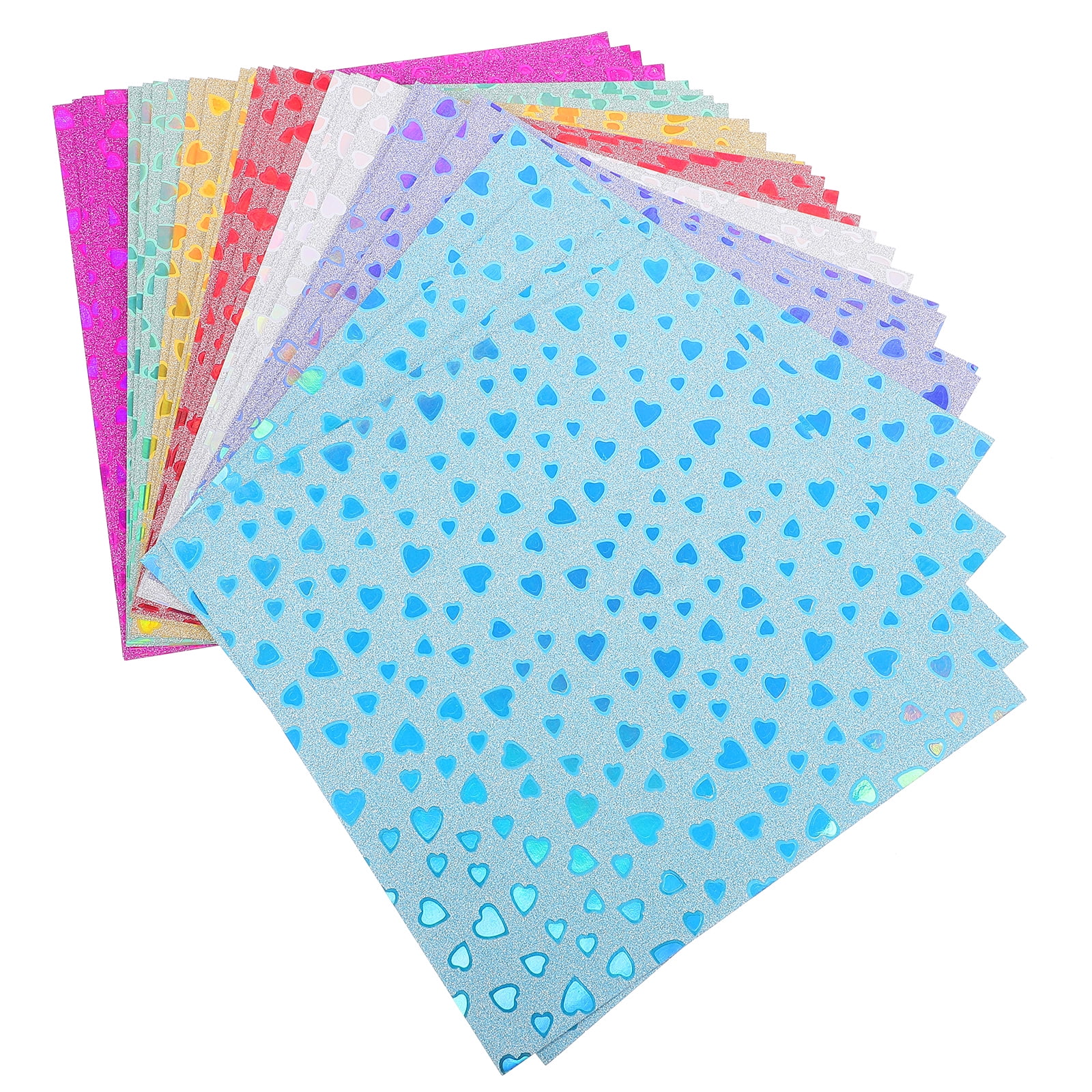 GOOHOCHY 28pcs Iridescent Glitter Origami Paper Square Shiny Colored ...
