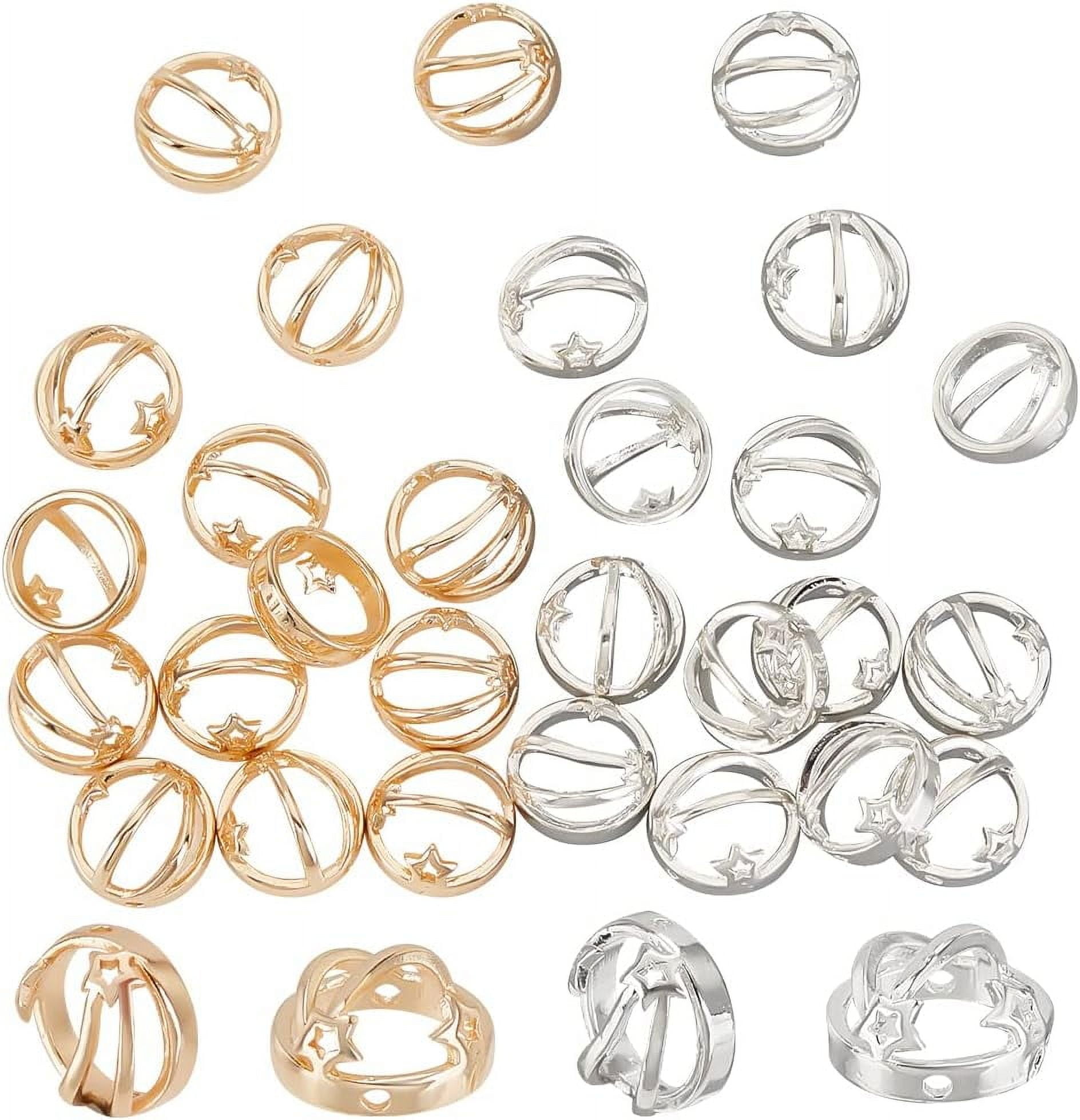 28pcs Round Bead Frames Gold Silver Spacer Beads Circle Frame Charms ...