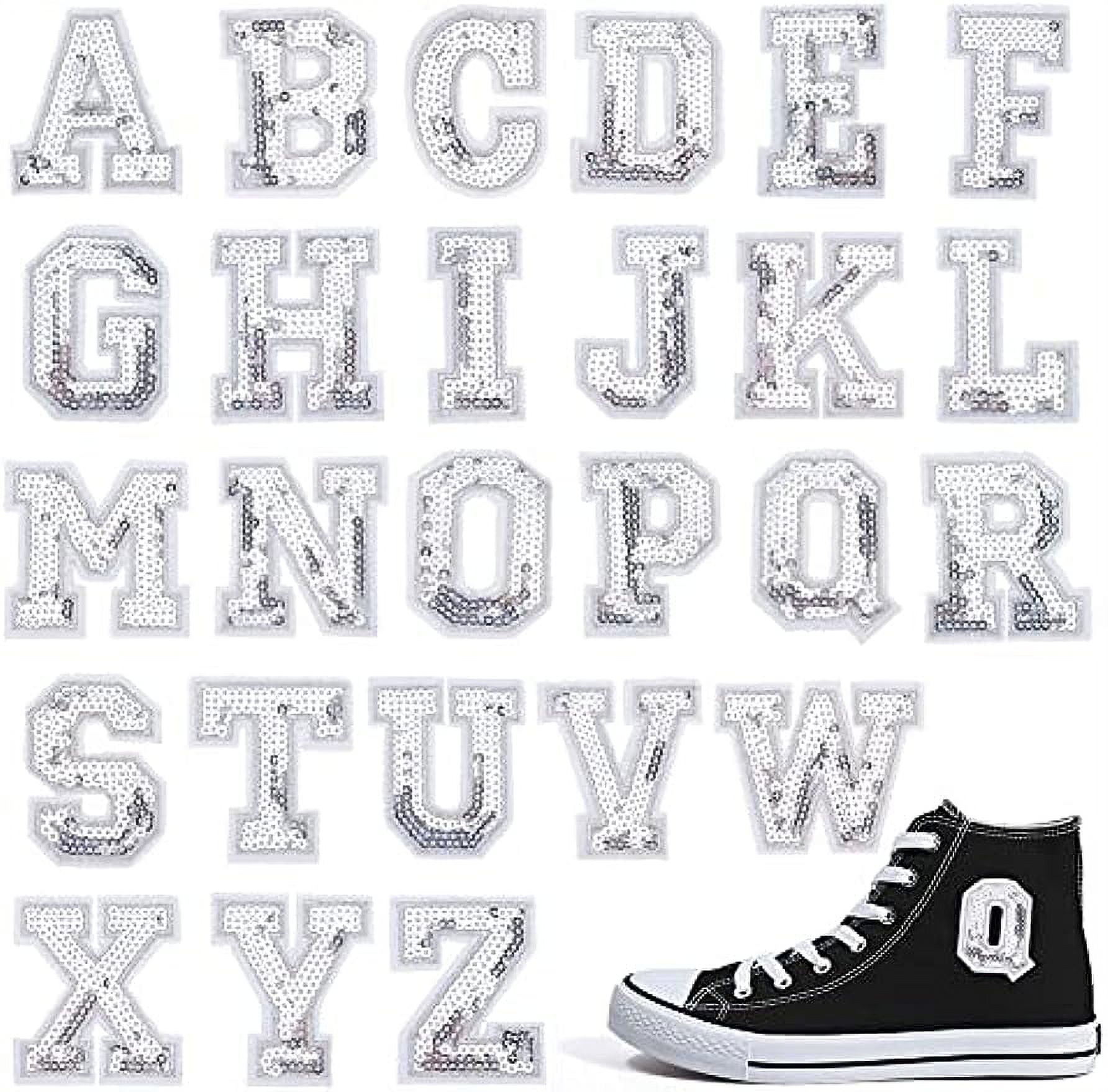 28pcs Silver Sequin Letter Patches 5cm 1.97 inch A-Z Alphabet Sew on ...