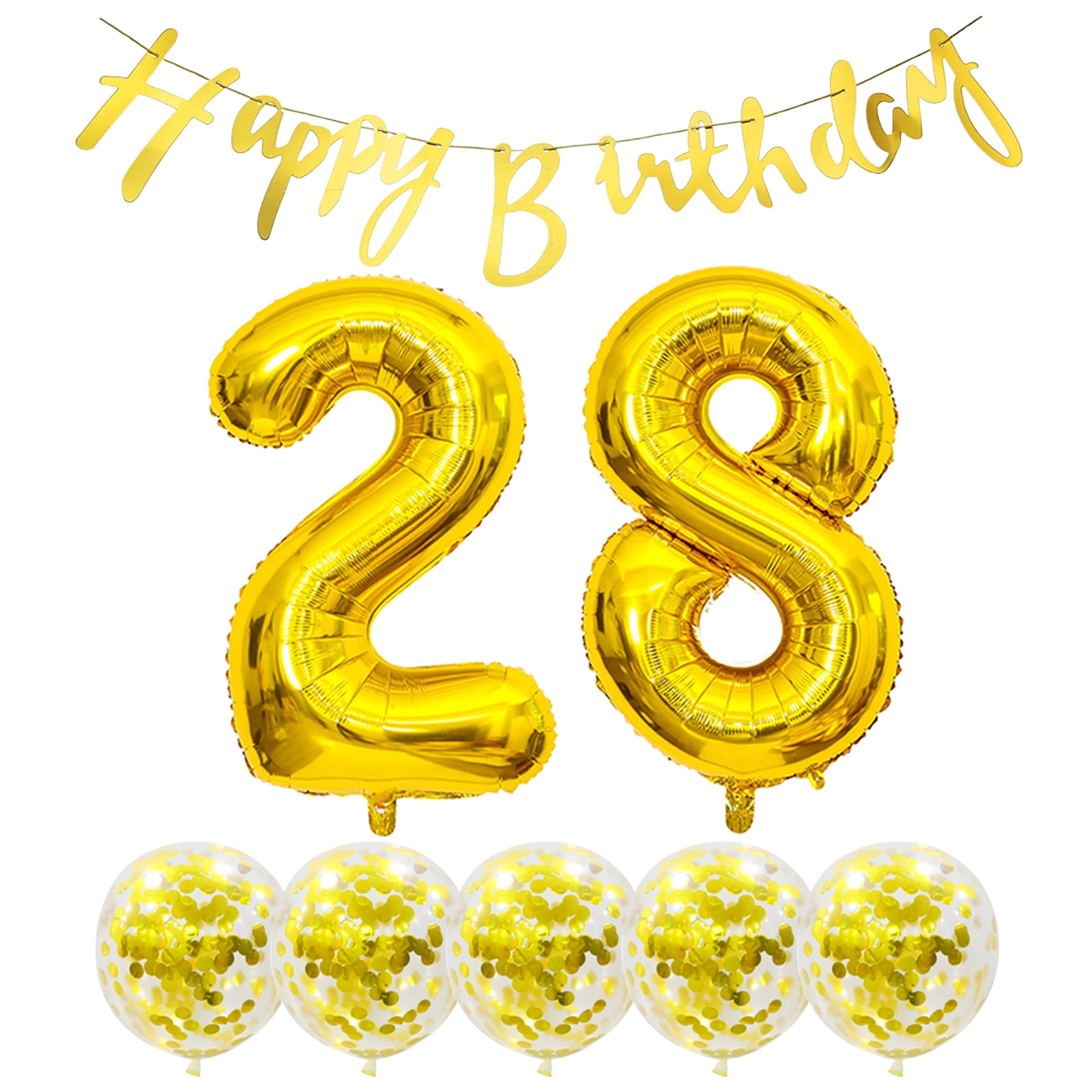 28th Birthday Decorations for Girl Gold Double Digits Birthday Party ...