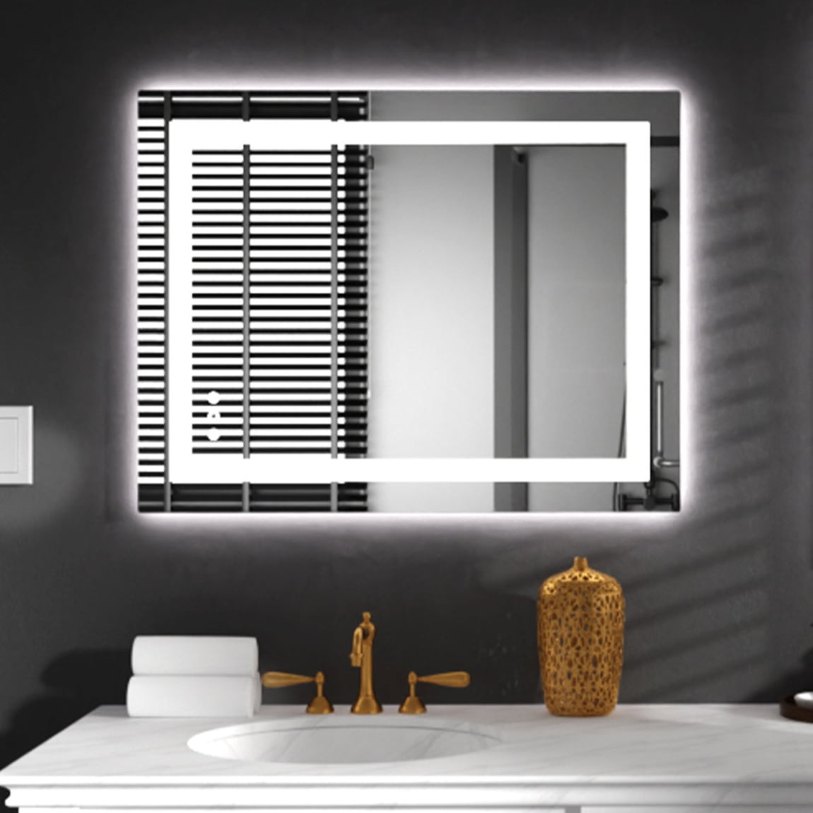 28x 36 LED Bathroom Mirror with Frontlit and Backlit, 3 Colors LED ...
