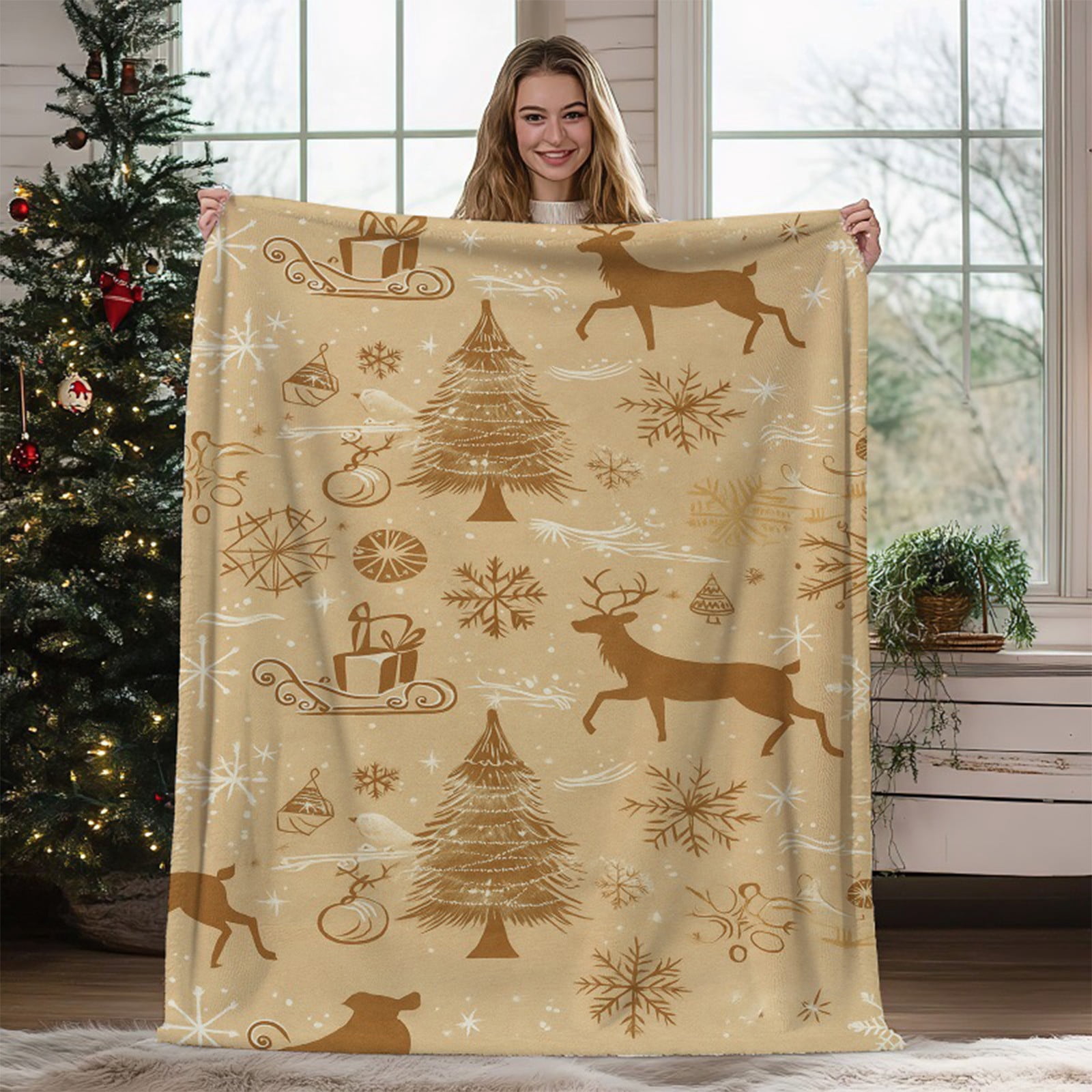 28x 40 in Christmas Theme Throw Blanket Super Soft Flannel Blanket ...