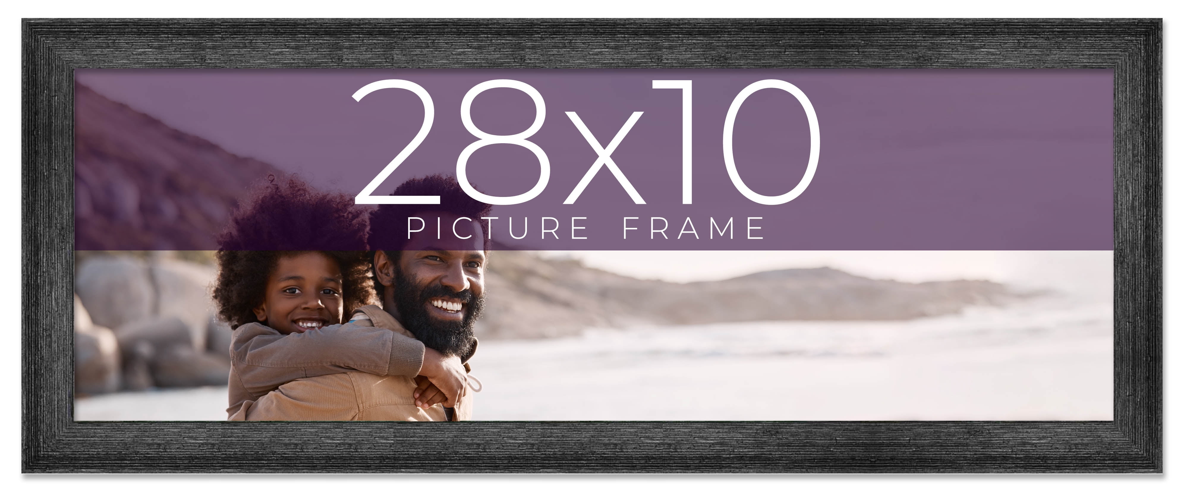 28x10 Frame Black Real Wood Picture Frame Width 1.5 inches | Interior Frame Depth 0.5 inches ...