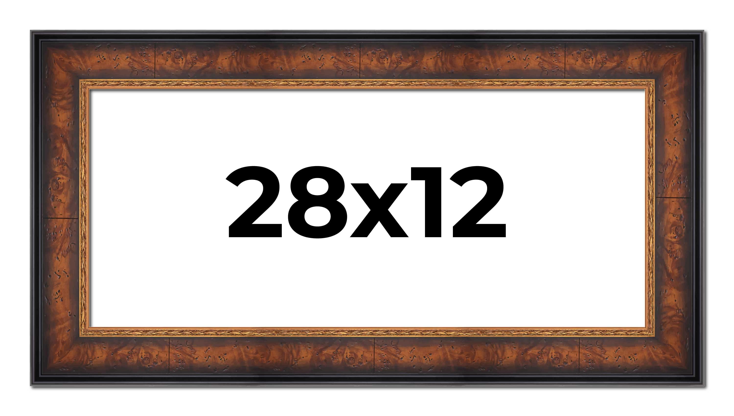 28x12 Frame Brown Walnut Gold Ornate Trim Solid Wood Plein Air Picture ...