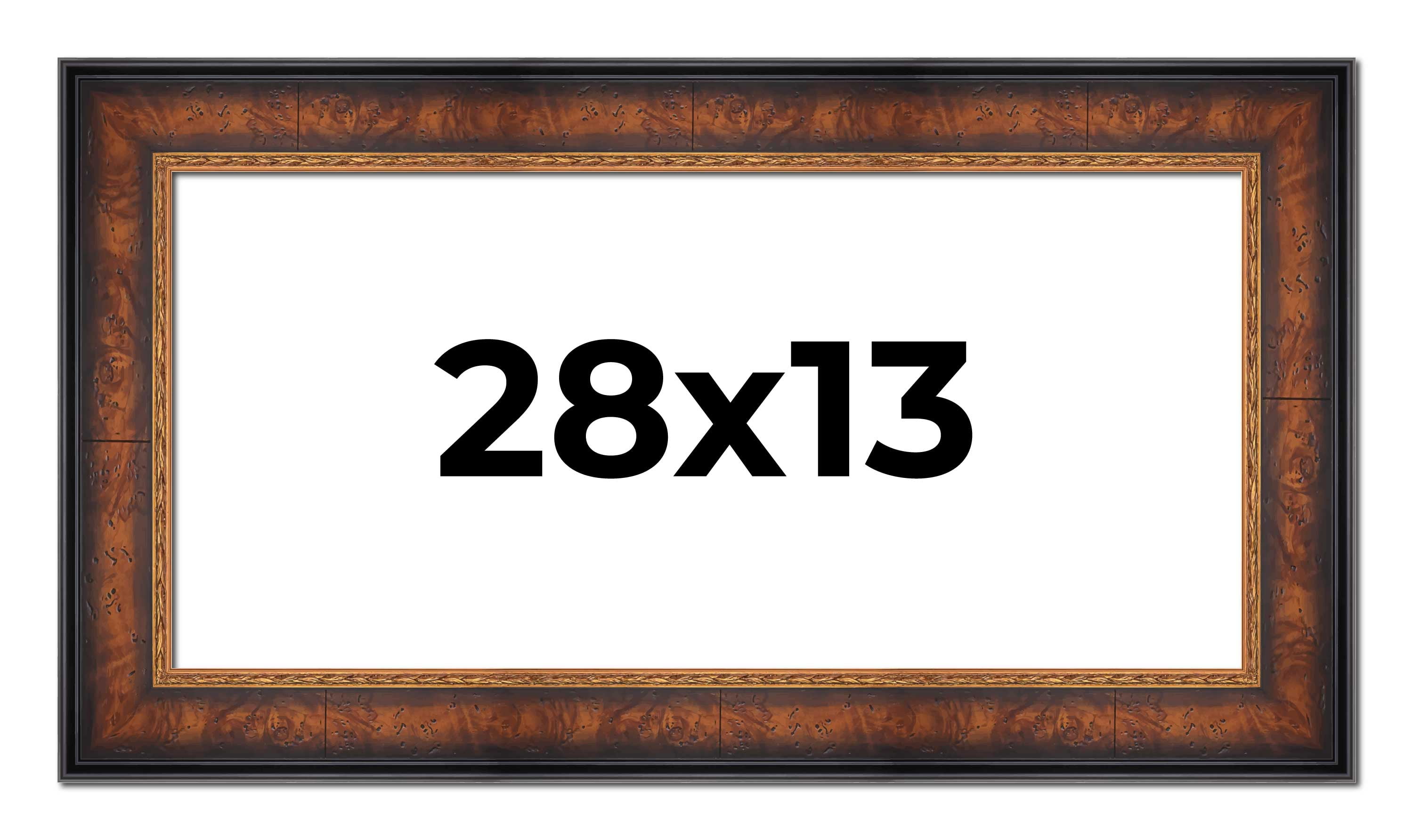 28x13 Frame Brown Walnut Gold Ornate Trim Solid Wood Plein Air Picture ...