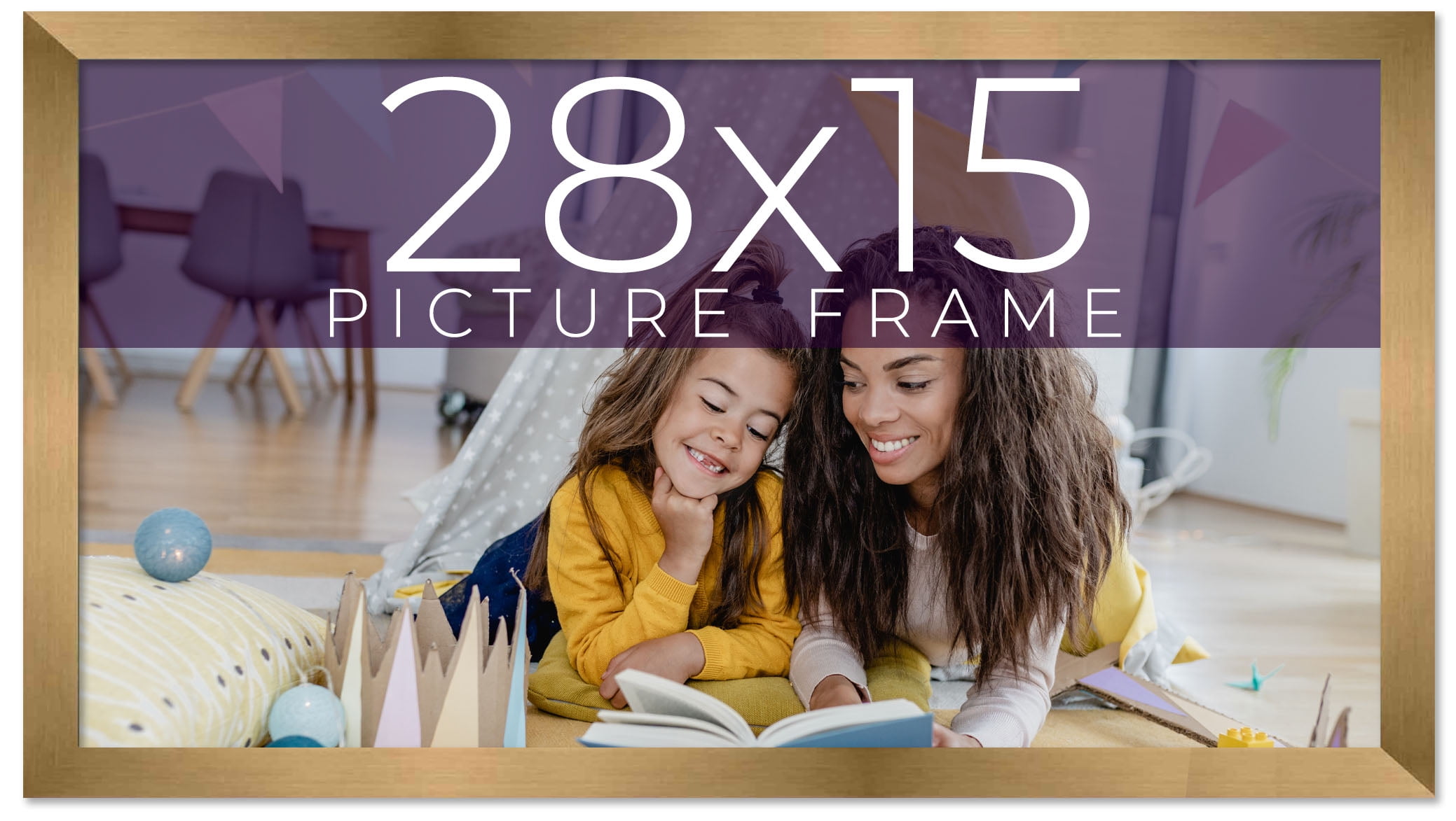 28x15 Frame Gold Bronze Solid Wood Picture Frame Width 0.75 Inches ...