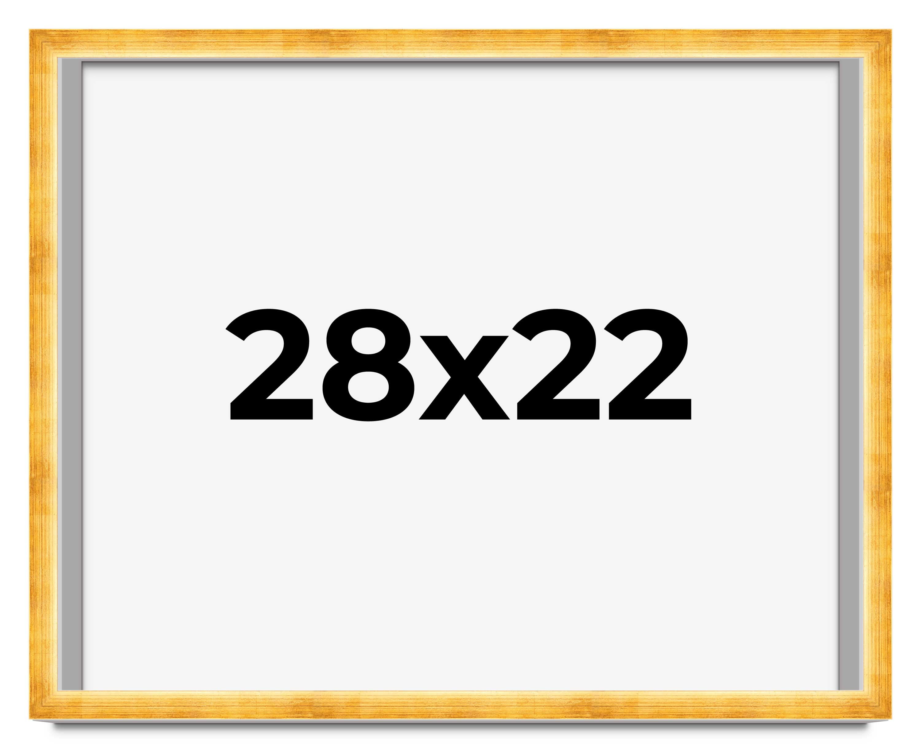 28x22 Shadow Box Frame Gold | 1.625 Inches Deep Real Wood Traditional ...