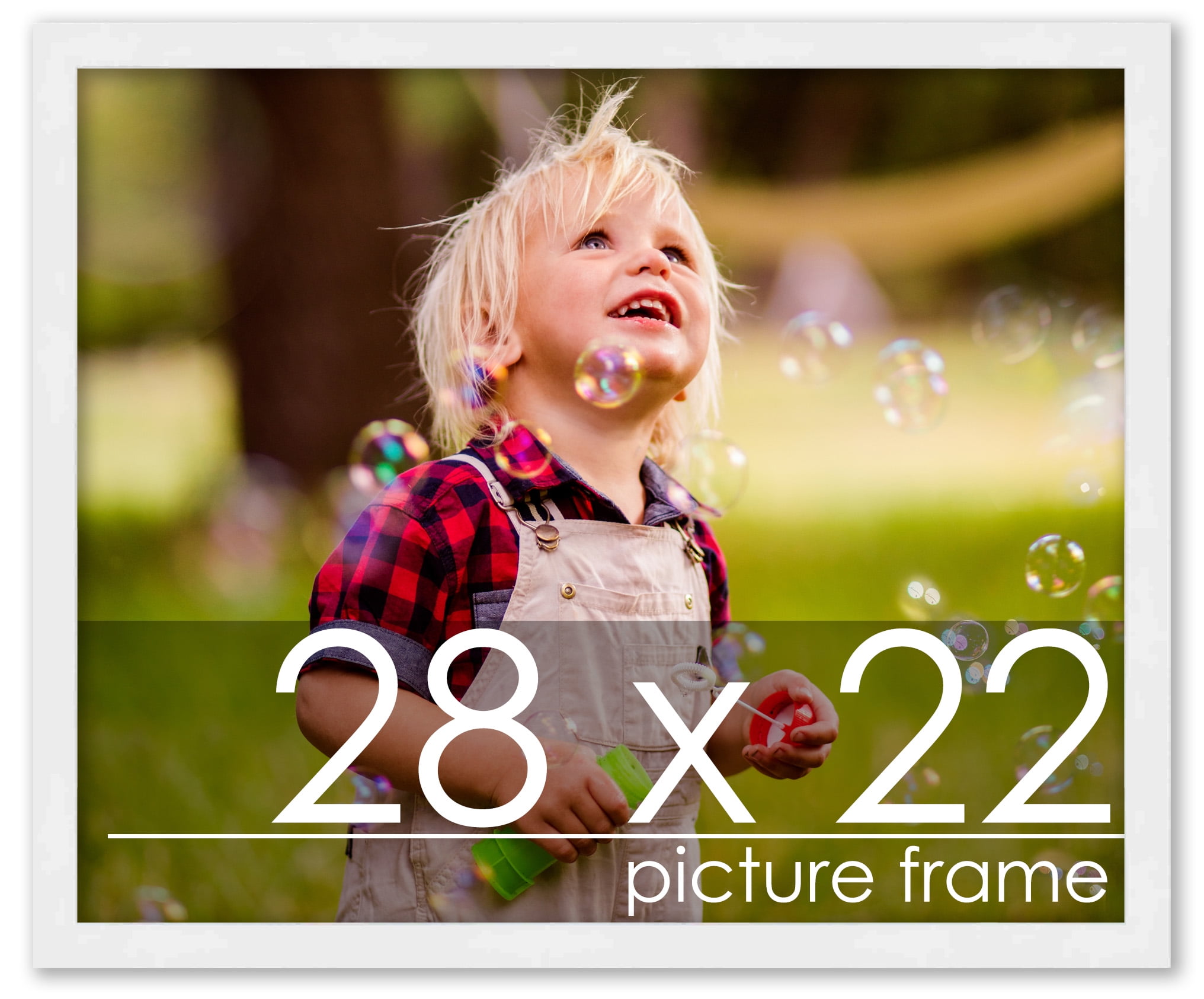 28x22 White Wood Picture Frame - UV Acrylic, Foam Board Backing ...