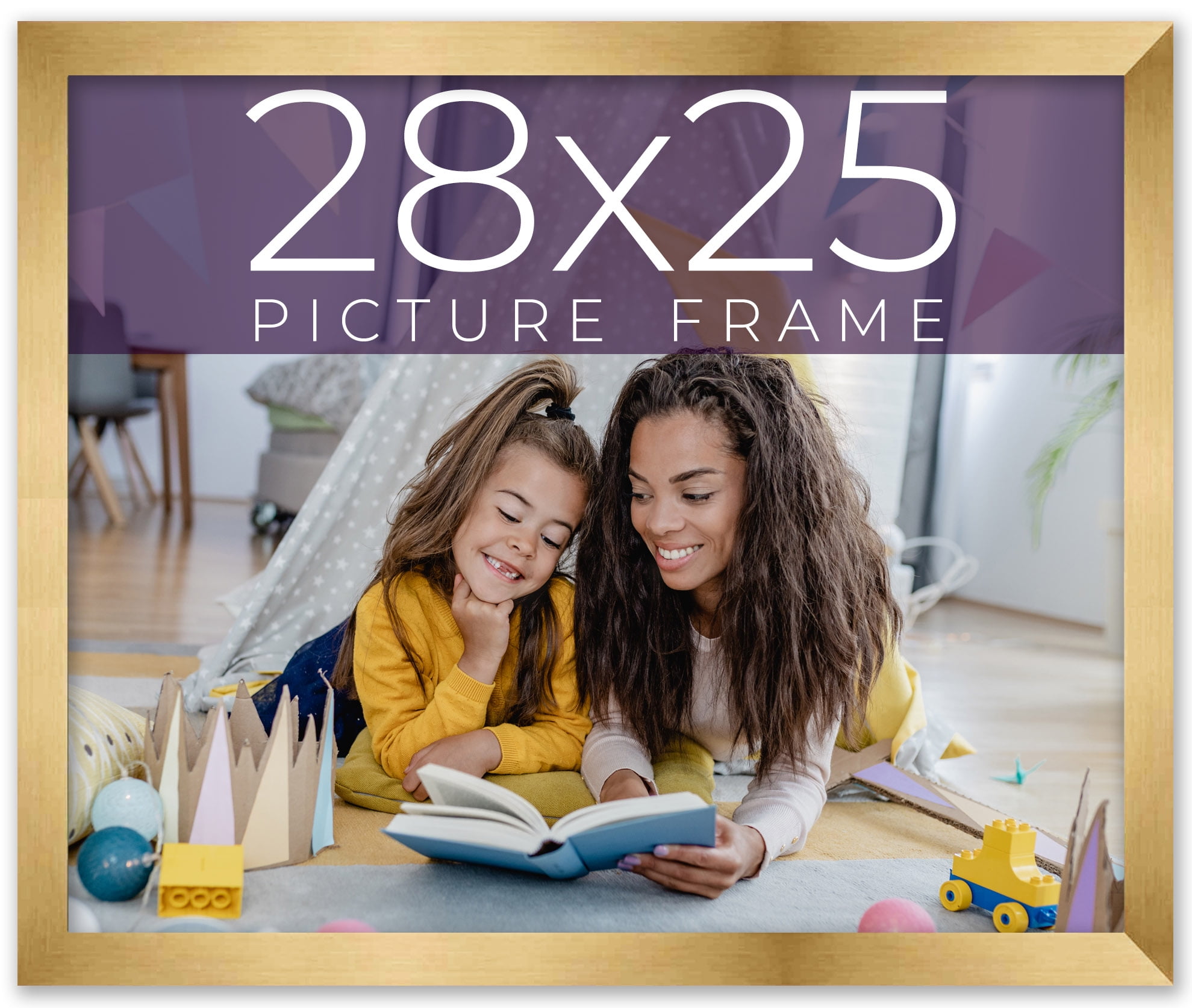 28x25 Frame Gold Bronze Solid Wood Picture Frame Width 0.75 Inches ...