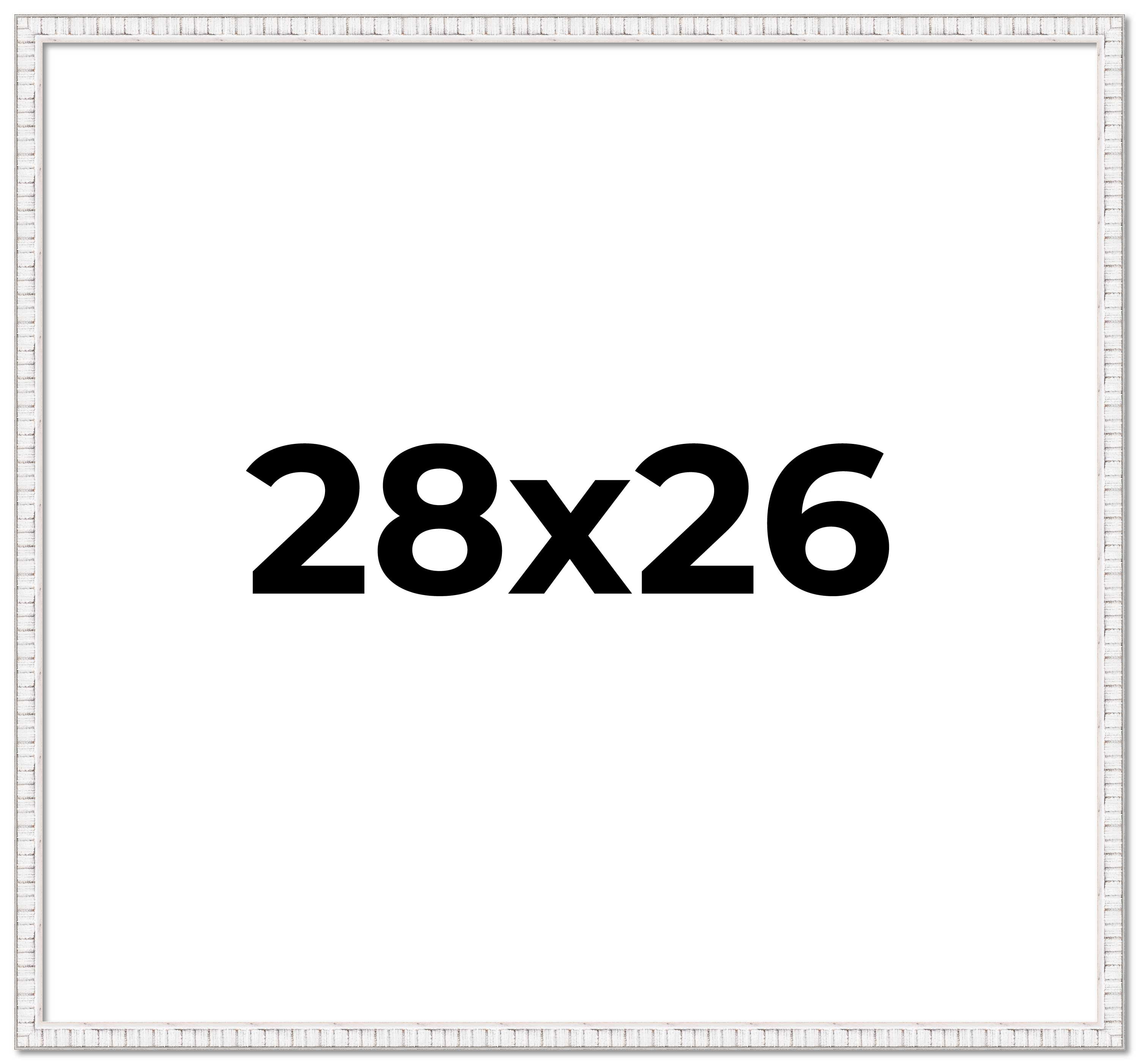 28x26 Frame White Scuffed Rustic Solid Wood Picture Frame | 0.75 Inch ...