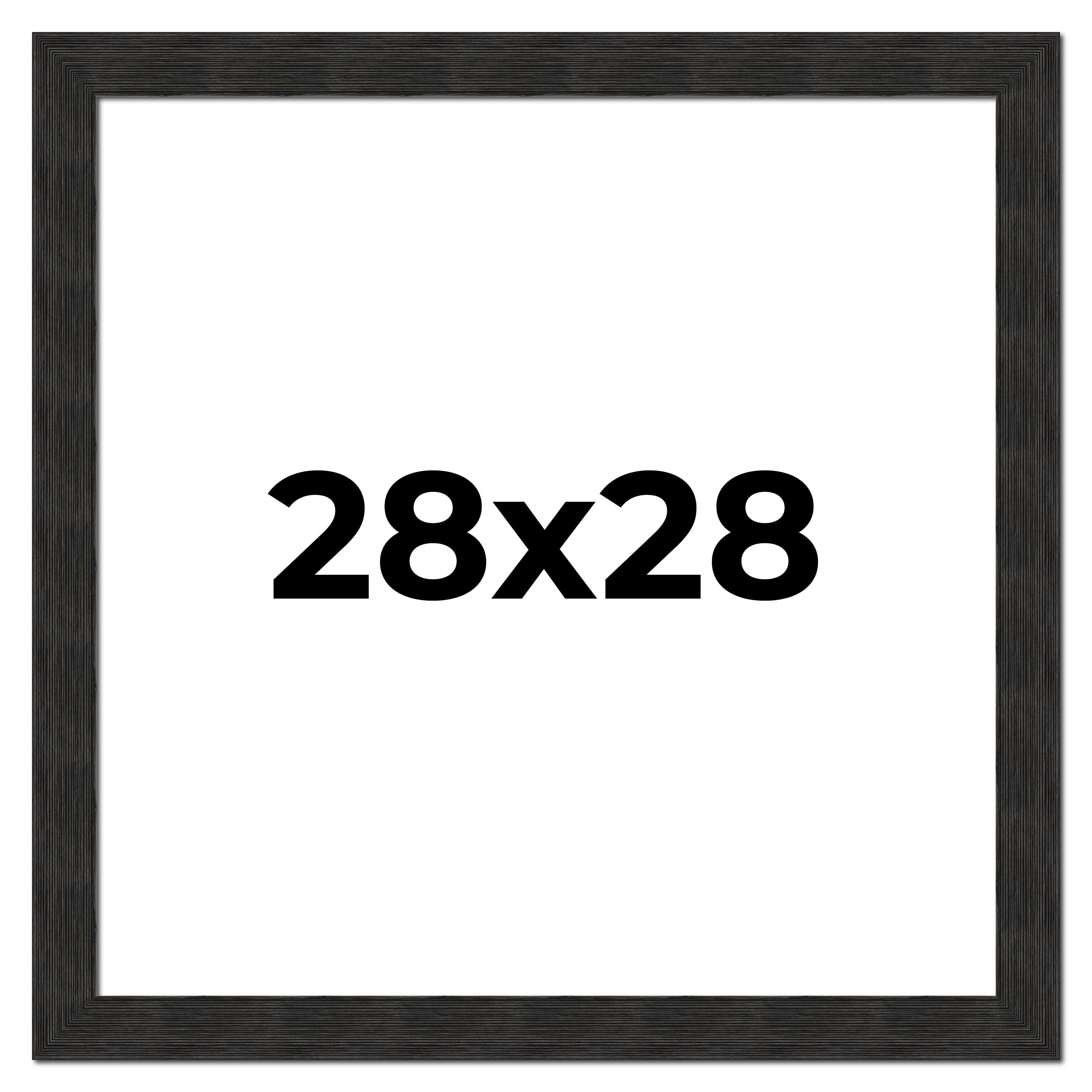 28x28 Contemporary Black Picture Frame - UV Acrylic, Foam Board Backing ...