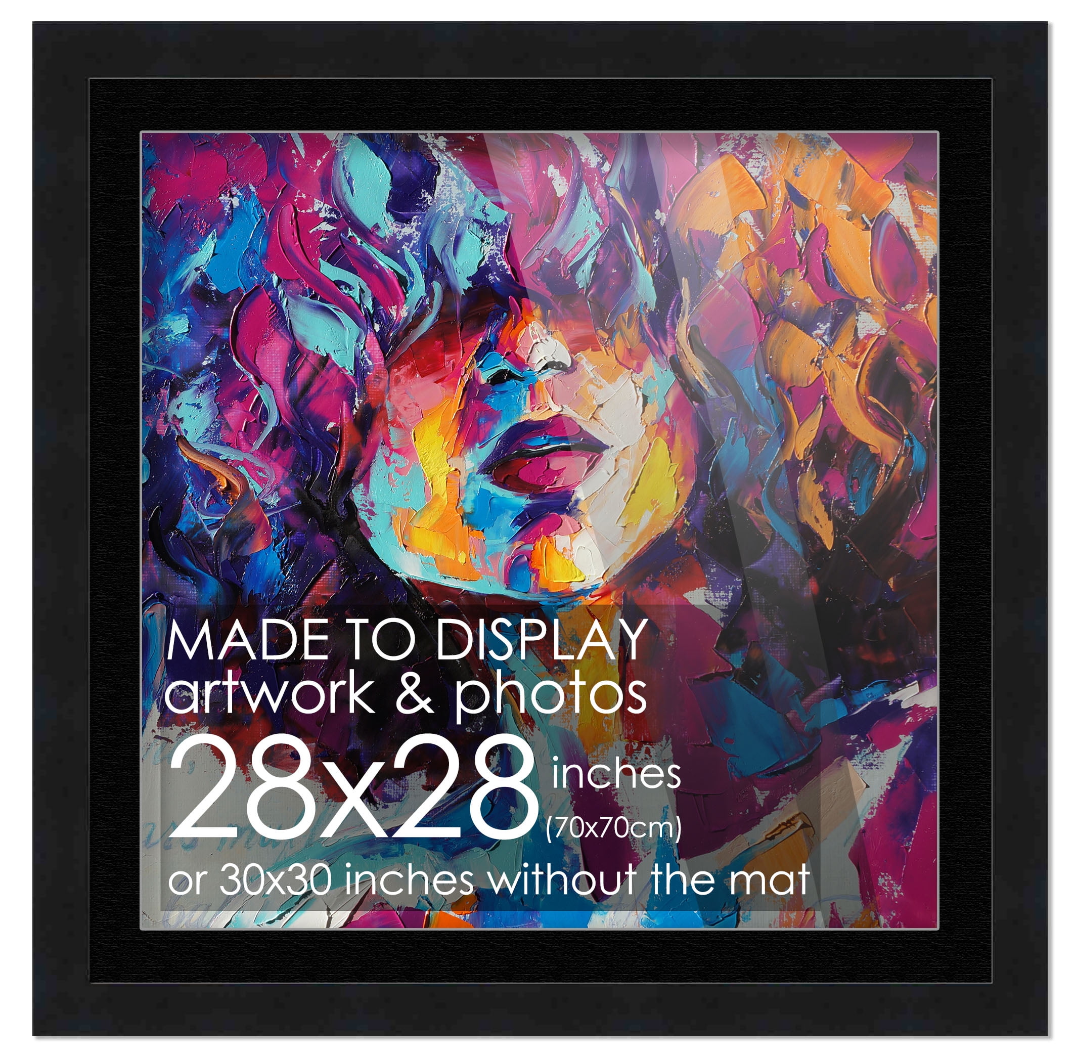 28x28 Frame Black Matted for 28x28 Picture or 30x30 Art Poster Without ...