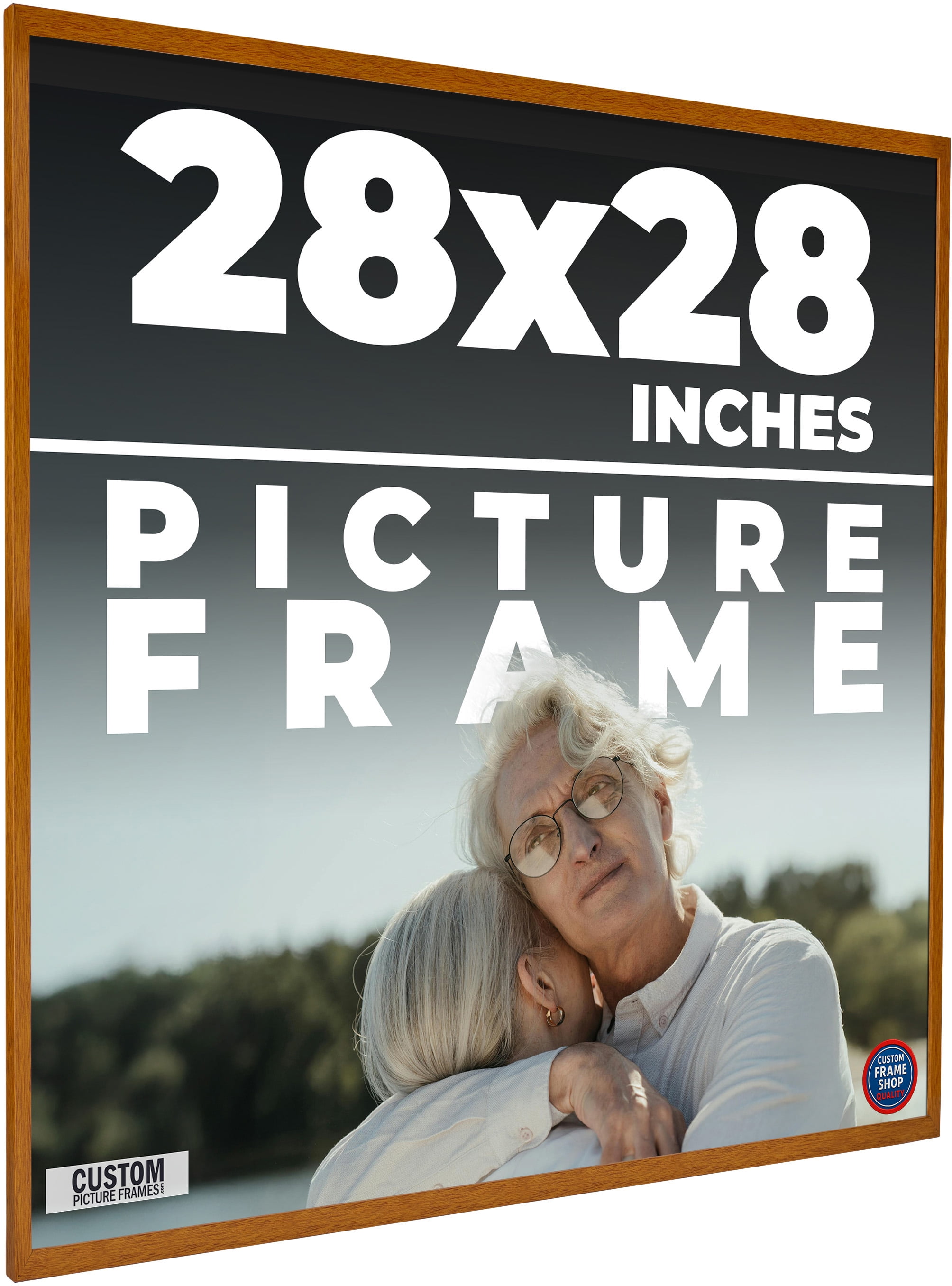 28x28 Honey Brown Real Wood Picture Frame Width 0.75 inches | Interior ...