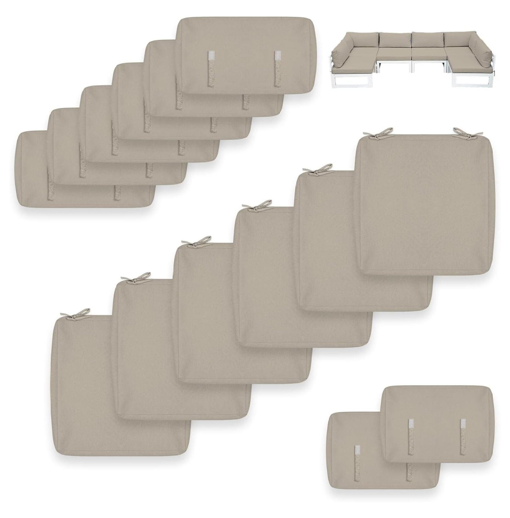 28x28 Inch Outdoor Sofa Seat Cushion Covers,14 Piece Olefin Outdoor ...