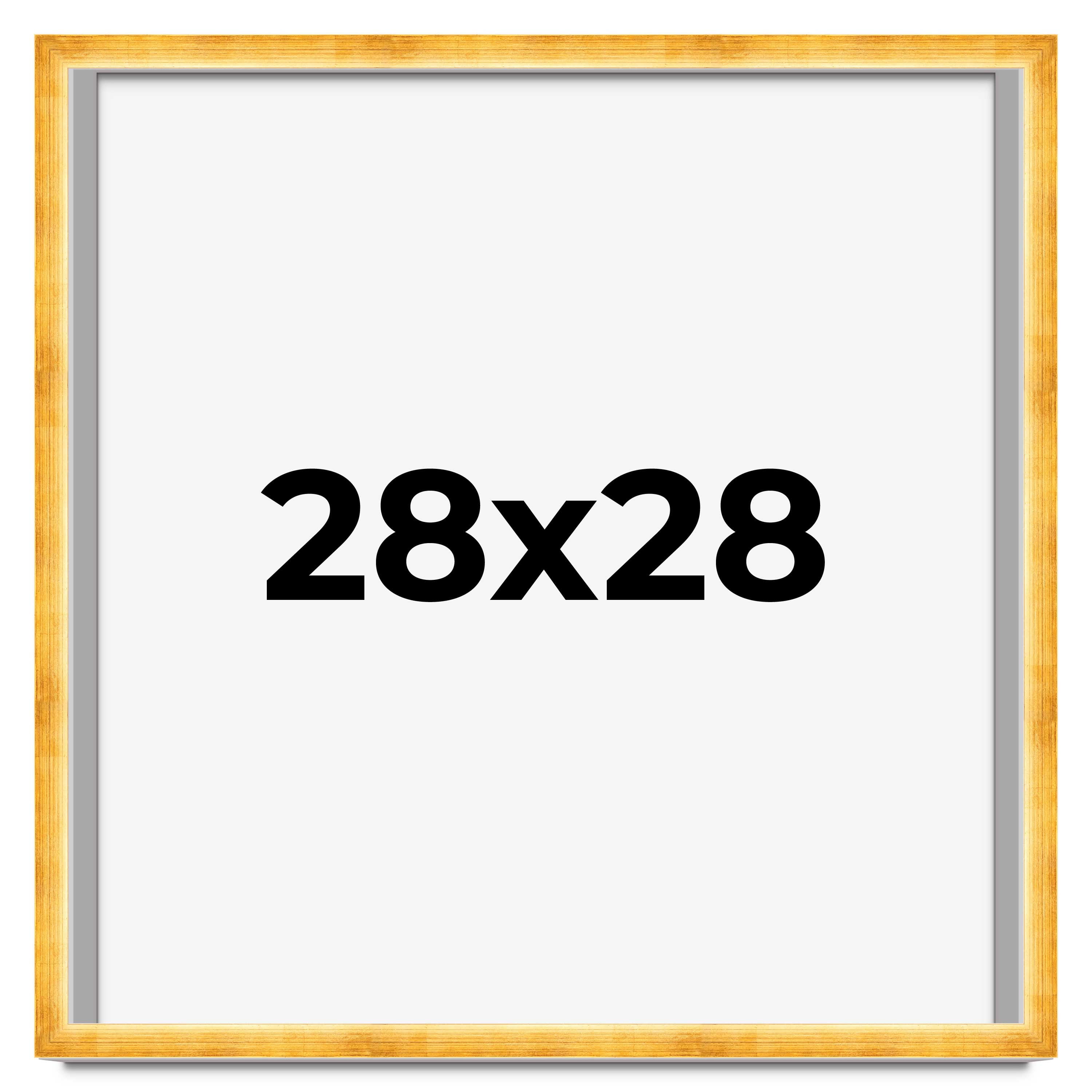28x28 Shadow Box Frame Gold | 1.625 Inches Deep Real Wood Traditional ...