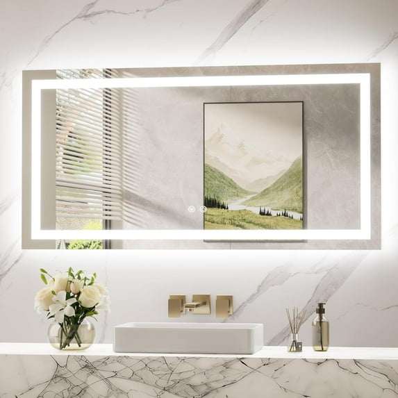 28x36 LED Mirror for Bathroom,Backlit + Front lit,LED Bathroom Mirror ...