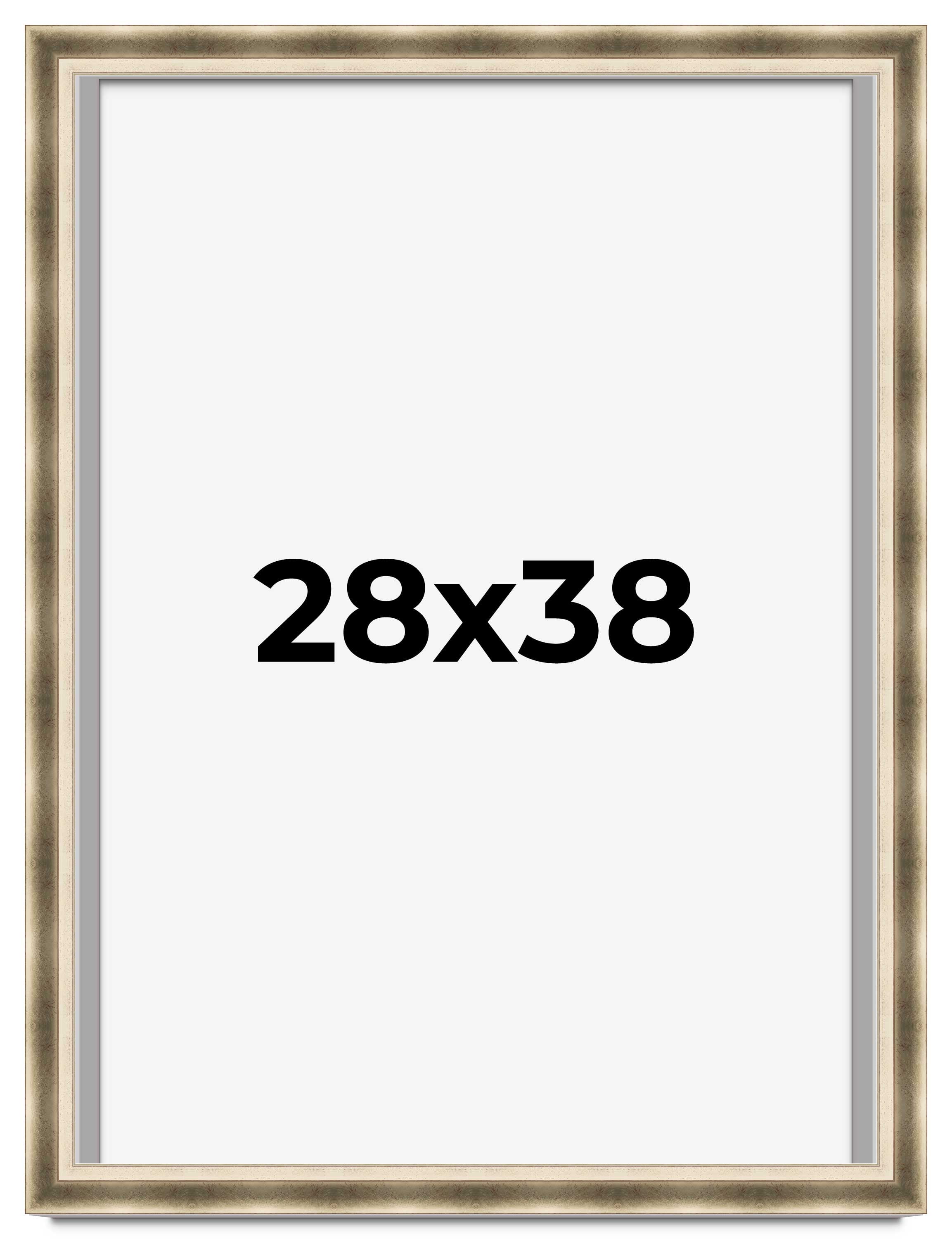 28x38 Shadow Box Frame Silver | 1.75 inches Deep Real Wood Traditional ...