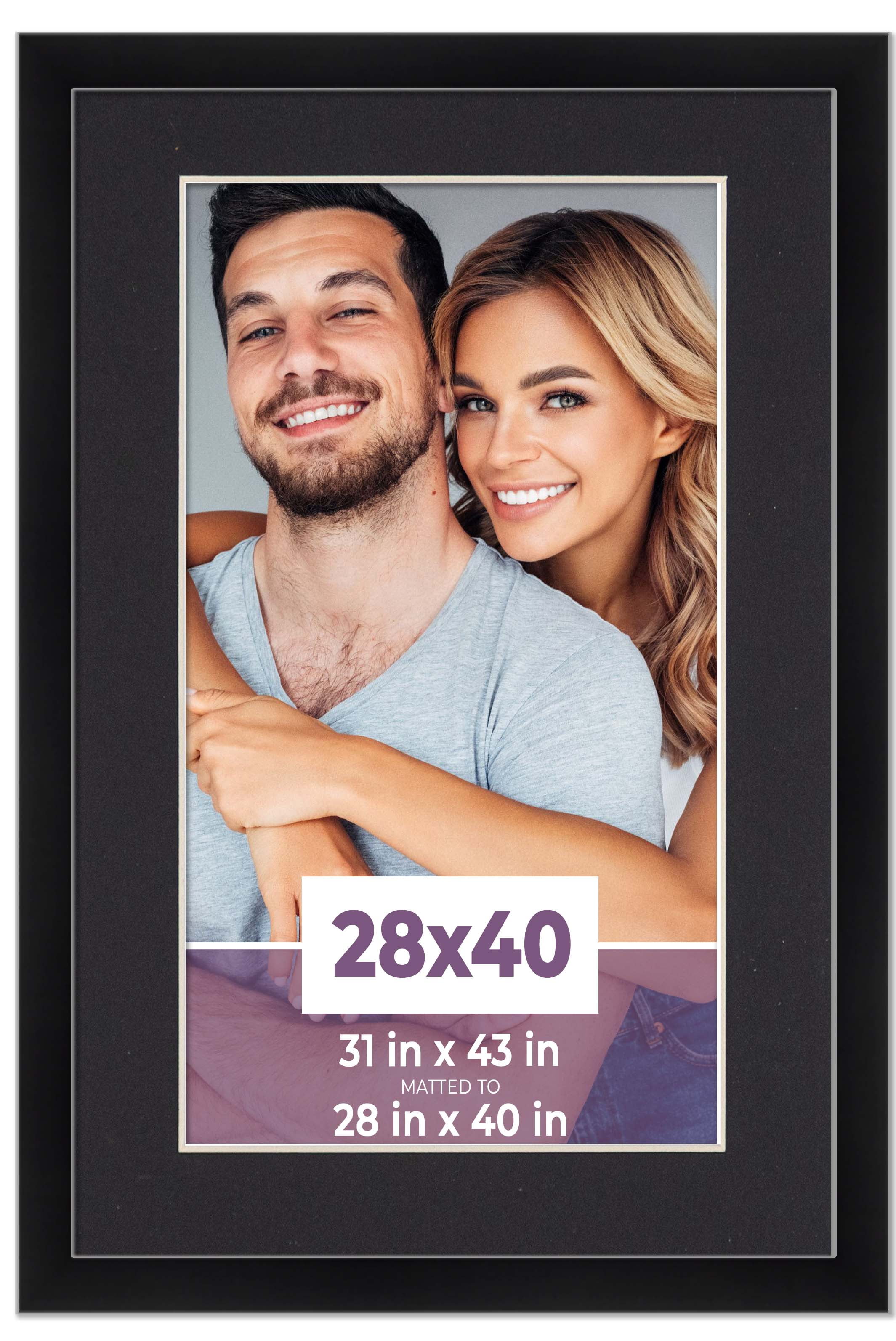 28x40 Frame Black With Black Picture Mat For 28x40 Photo - Black 31x43 ...