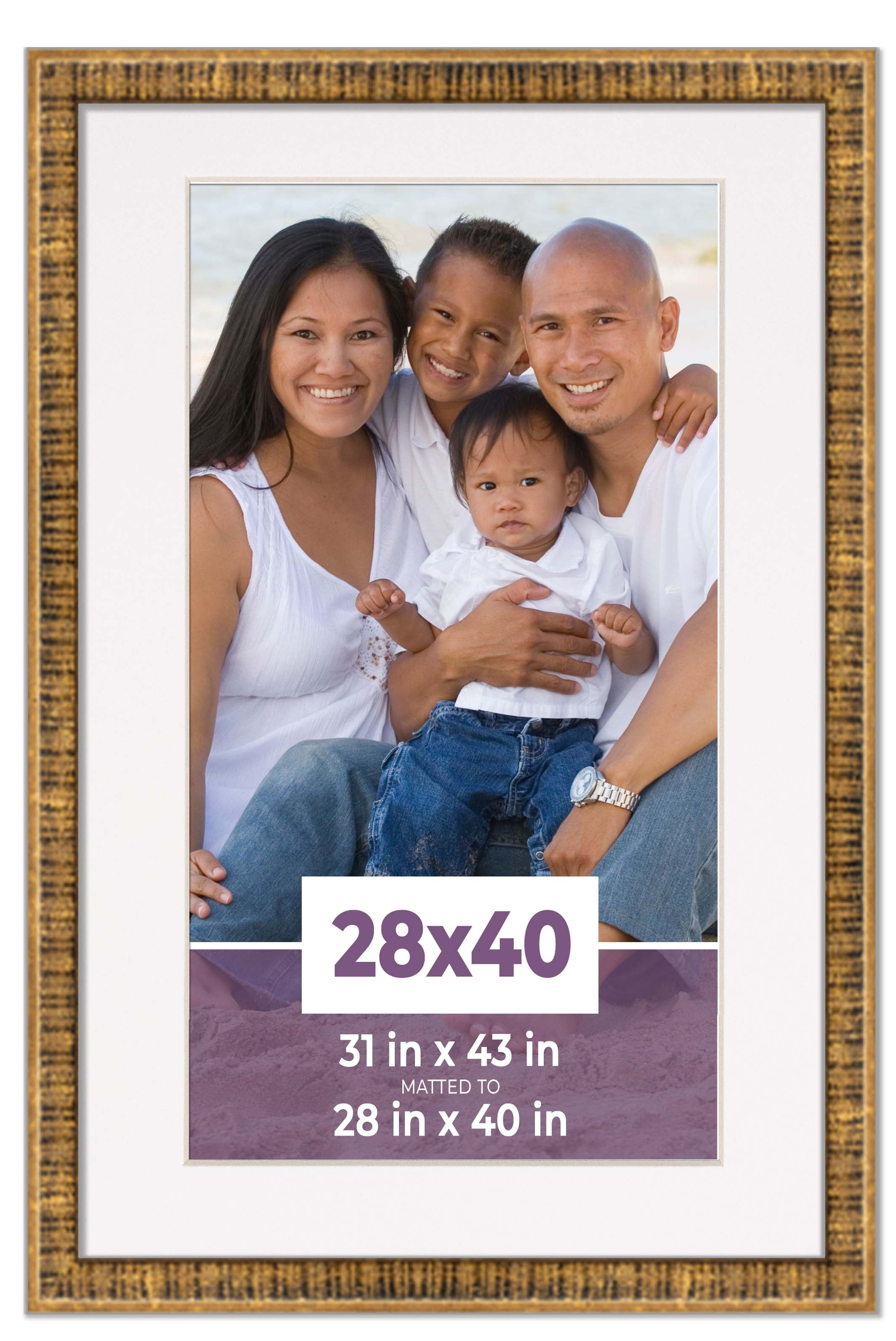 28x40 Frame Gold With White Picture Mat For 28x40 Photo - Gold 31x43 ...