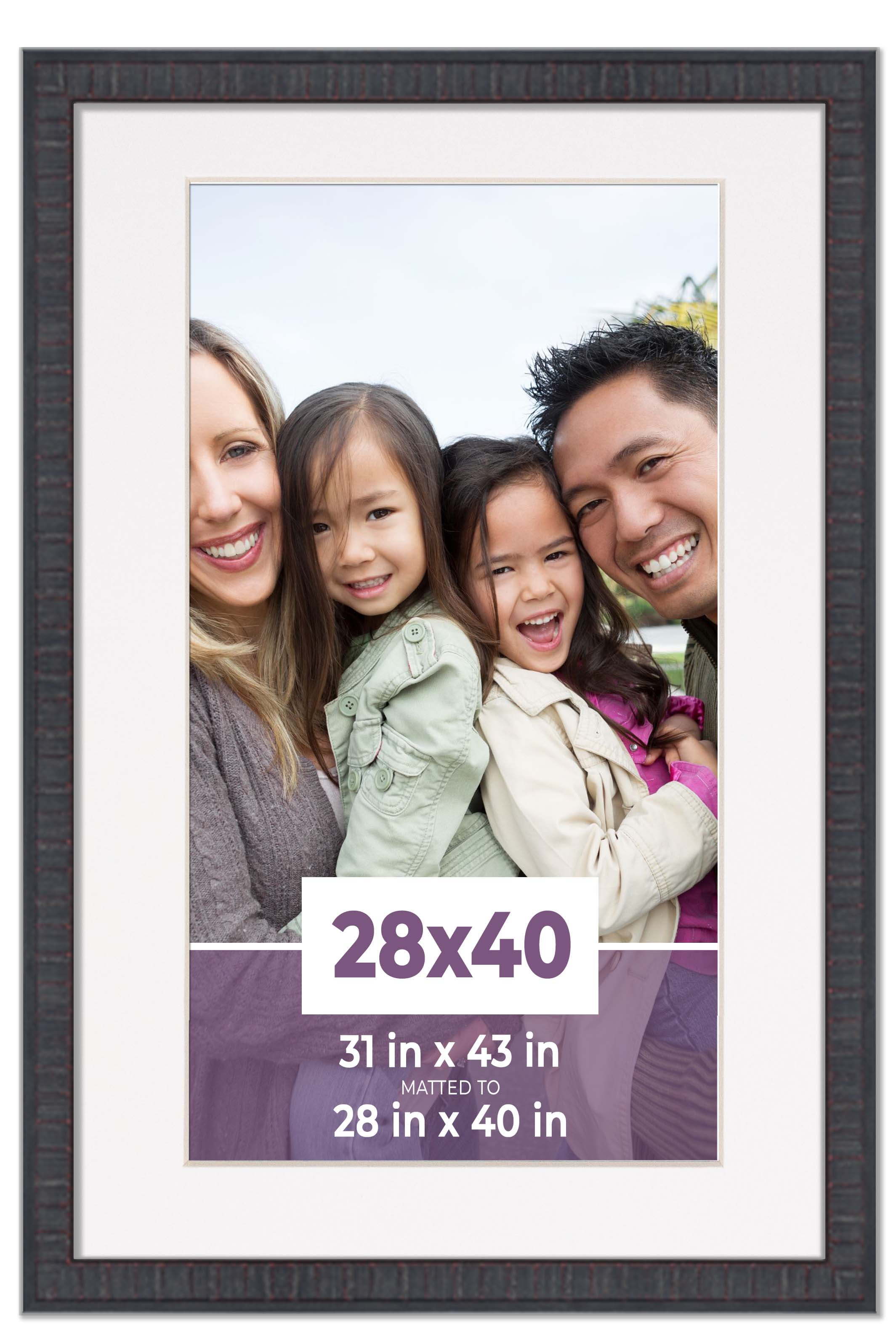 28x40 Frame Mahogany With White Picture Mat For 28x40 Photo - Mahogany ...