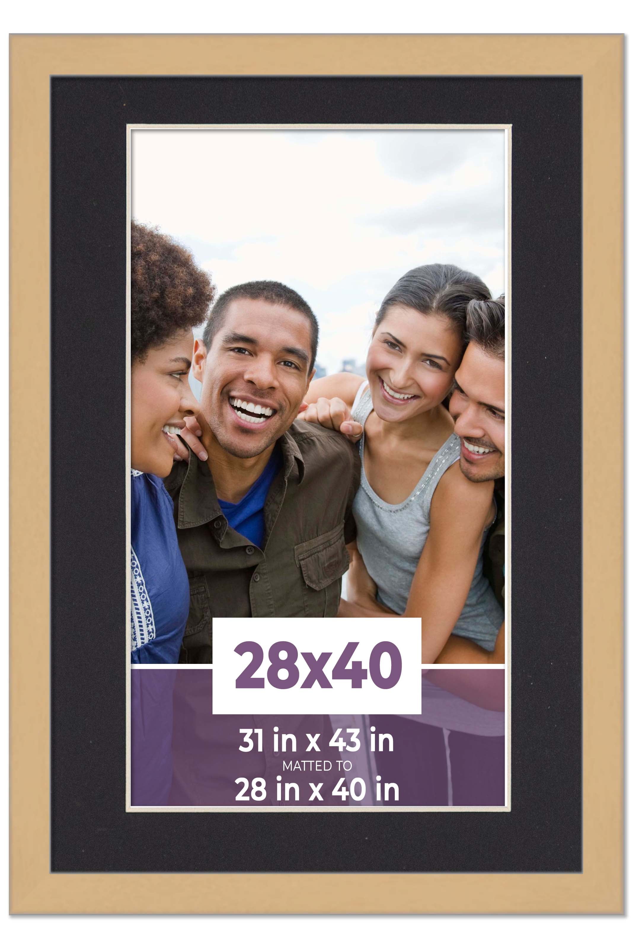 28x40 Frame Natural With Black Picture Mat For 28x40 Photo - Natural ...