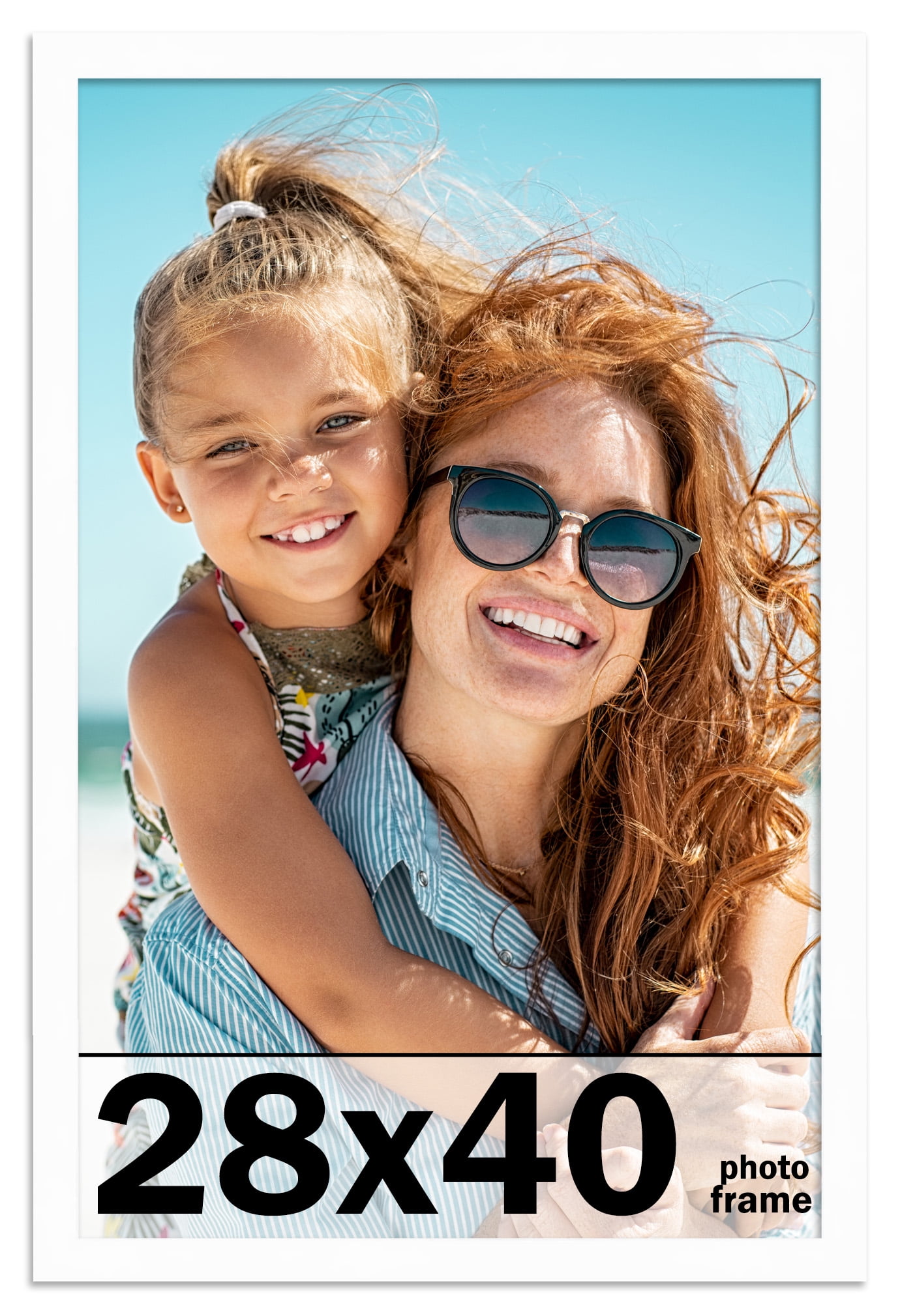 28x40 Frame White Solid Wood Picture Frame Includes UV Acrylic Shatter Guard Front, Acid Free ...