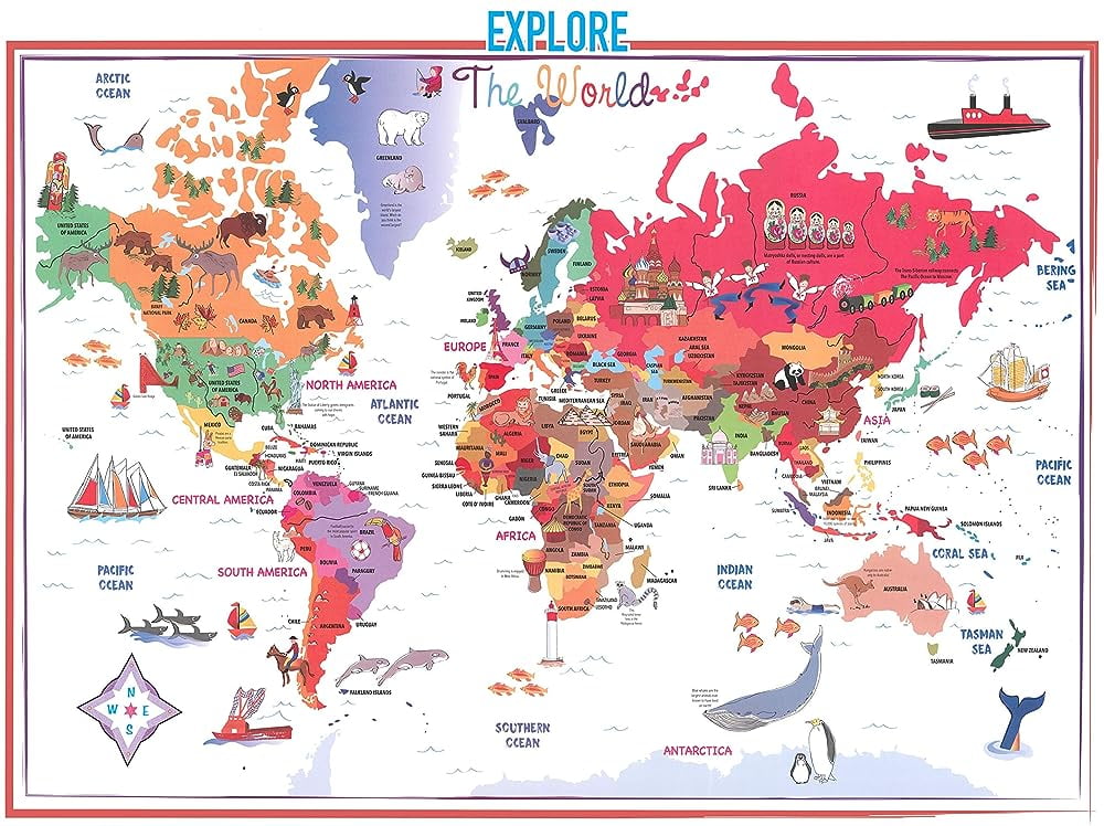 28x40 Kids World Map Laminated for Children - Walmart.com