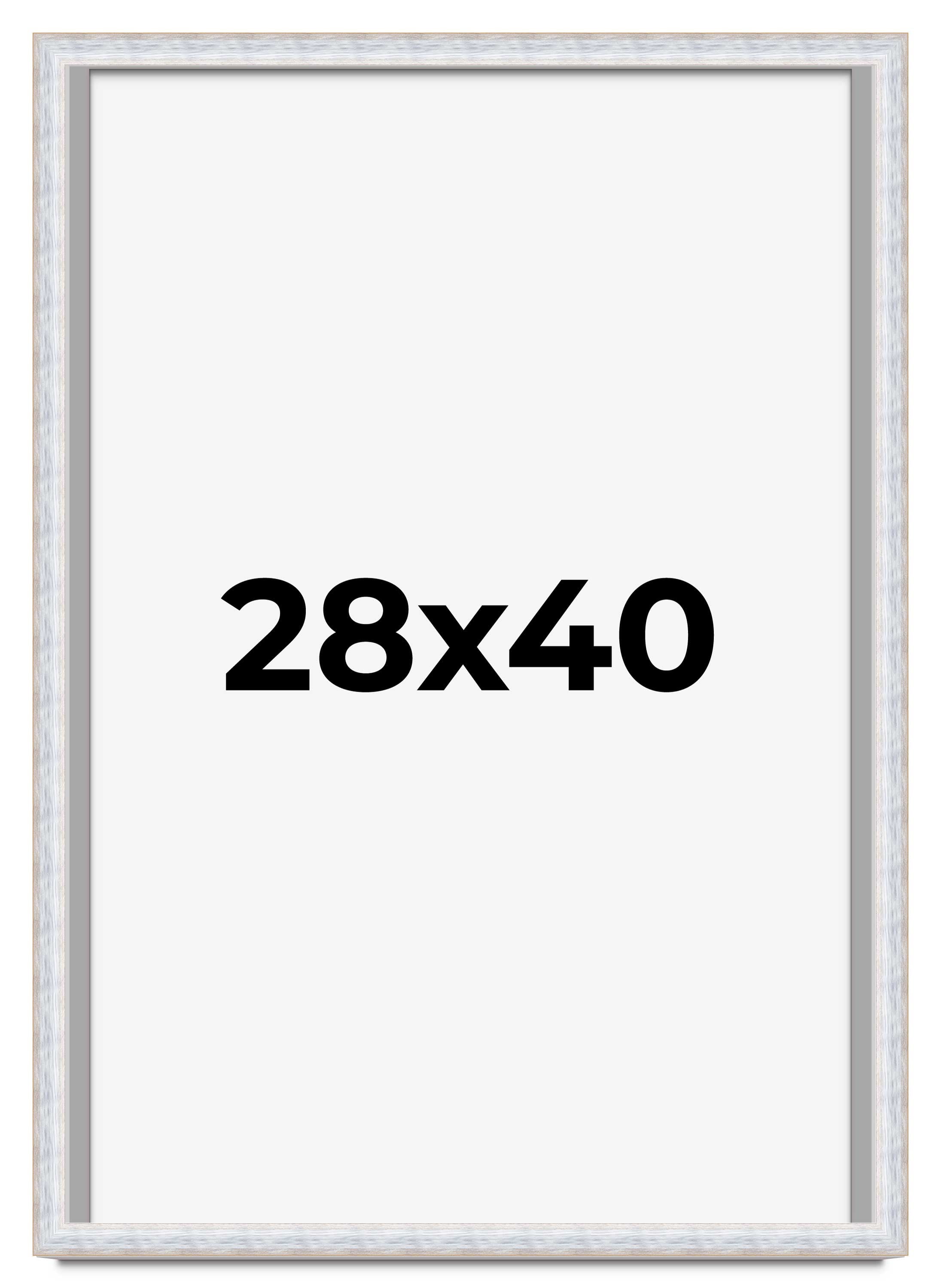 28x40 Shadow Box Frame Silver | 1.625 Inches Deep Real Wood ...