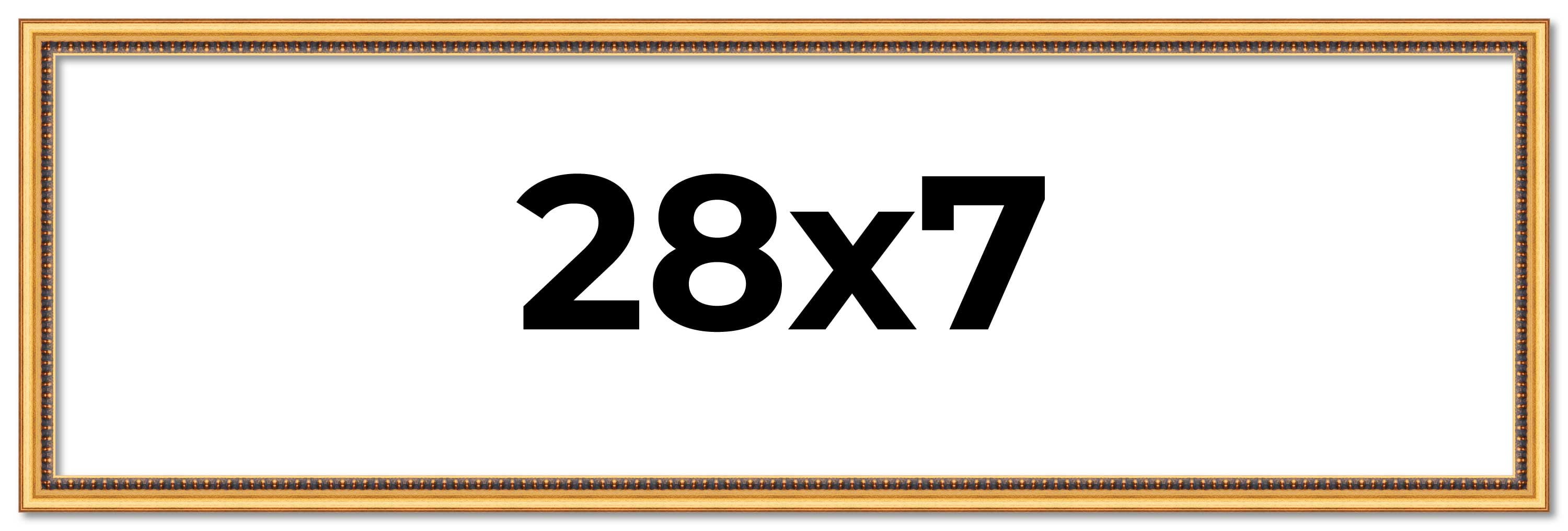 28x7 Frame Beaded Gold Solid Wood Picture Frame | 0.75 Inches Moulding ...