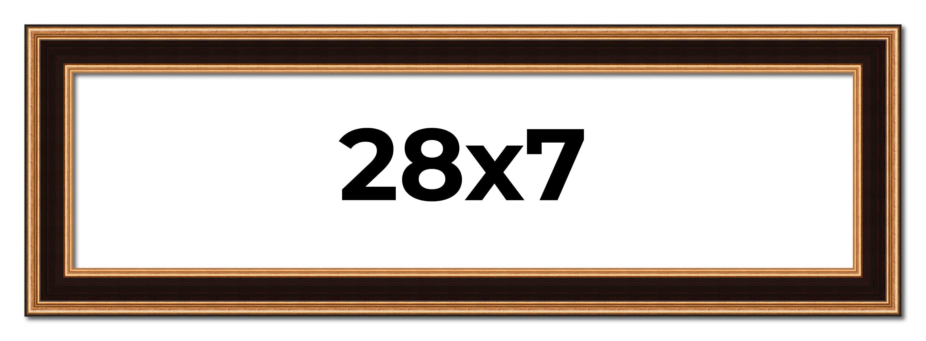 28x7 Frame Gold Brown Plein Air Vintage Solid Wood Picture Frame | 1.75 Inches Moulding Width ...