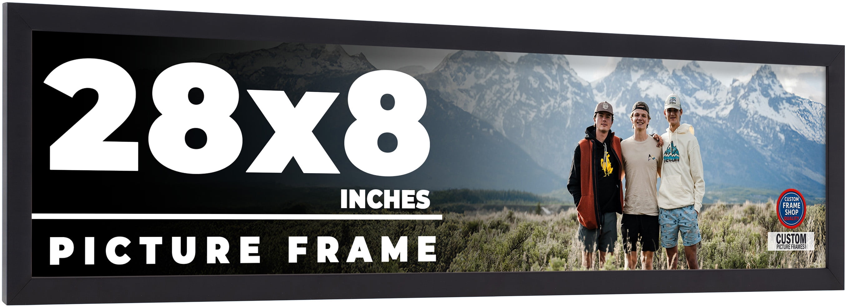 28x8 Frame Black Real Wood Picture Frame Width 0.75 inches | Interior ...