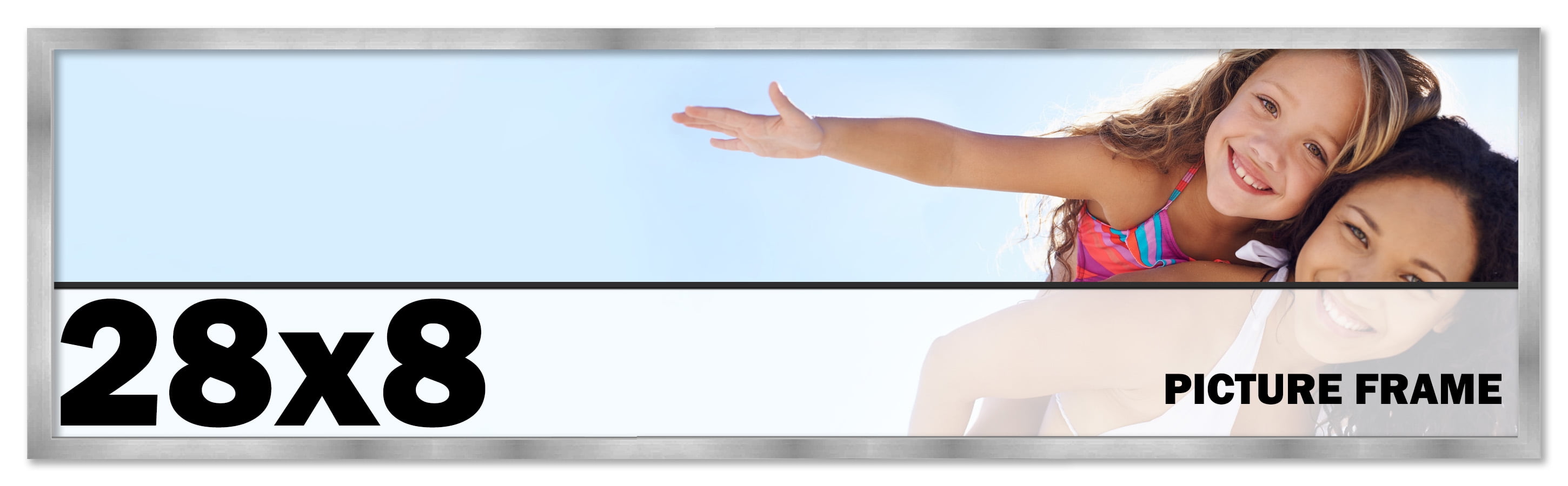 28x8 Frame Silver Stainless Steel Solid Wood Picture Frame | 0.75 Inch ...