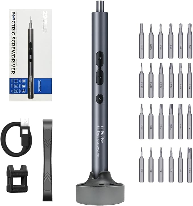 29 IN 1 Precision Electric Screwdriver Set with Charging Base,Cordless ...