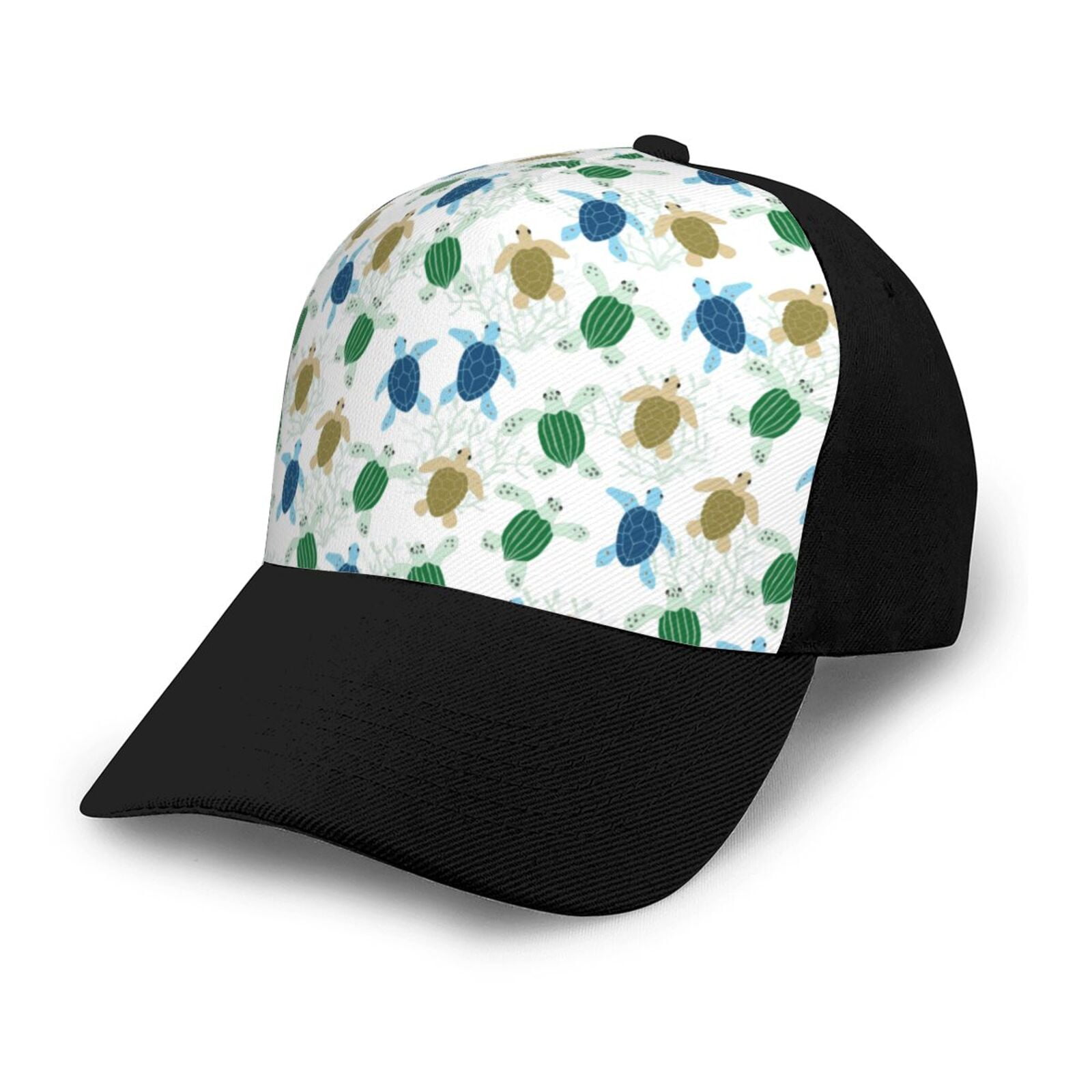 Yiaed Cute Turtle Print Baseball Cap Dad Hat Polo Style Plain Blank ...