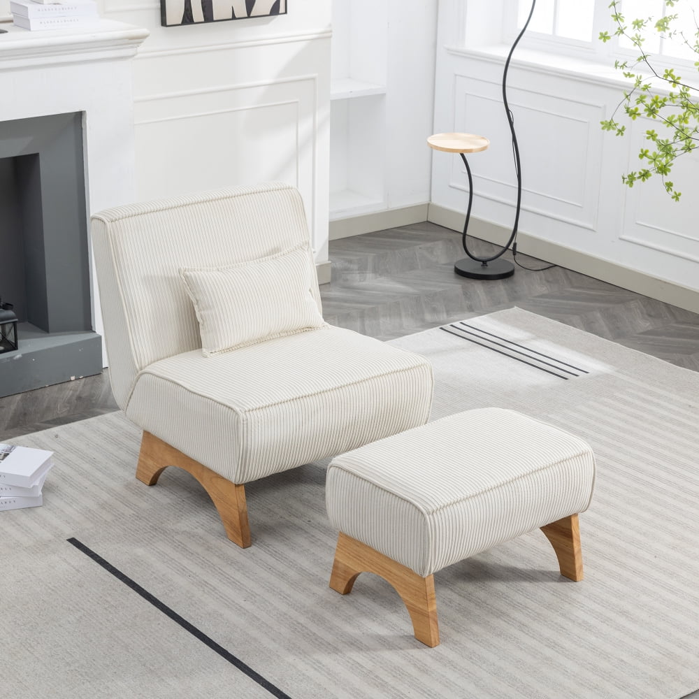 29.13"W Accent Chair with Ottoman Corduroy Lounge Armless Chair ...