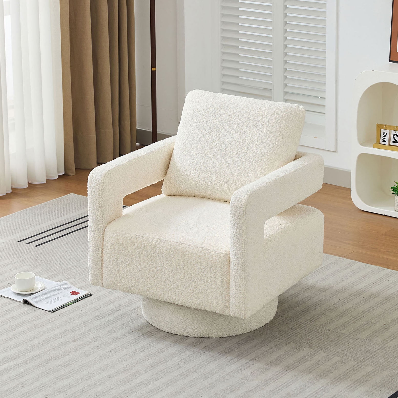 29.13" W Square Swivel Accent Chair, Modern Rotating Arm Chair with ...