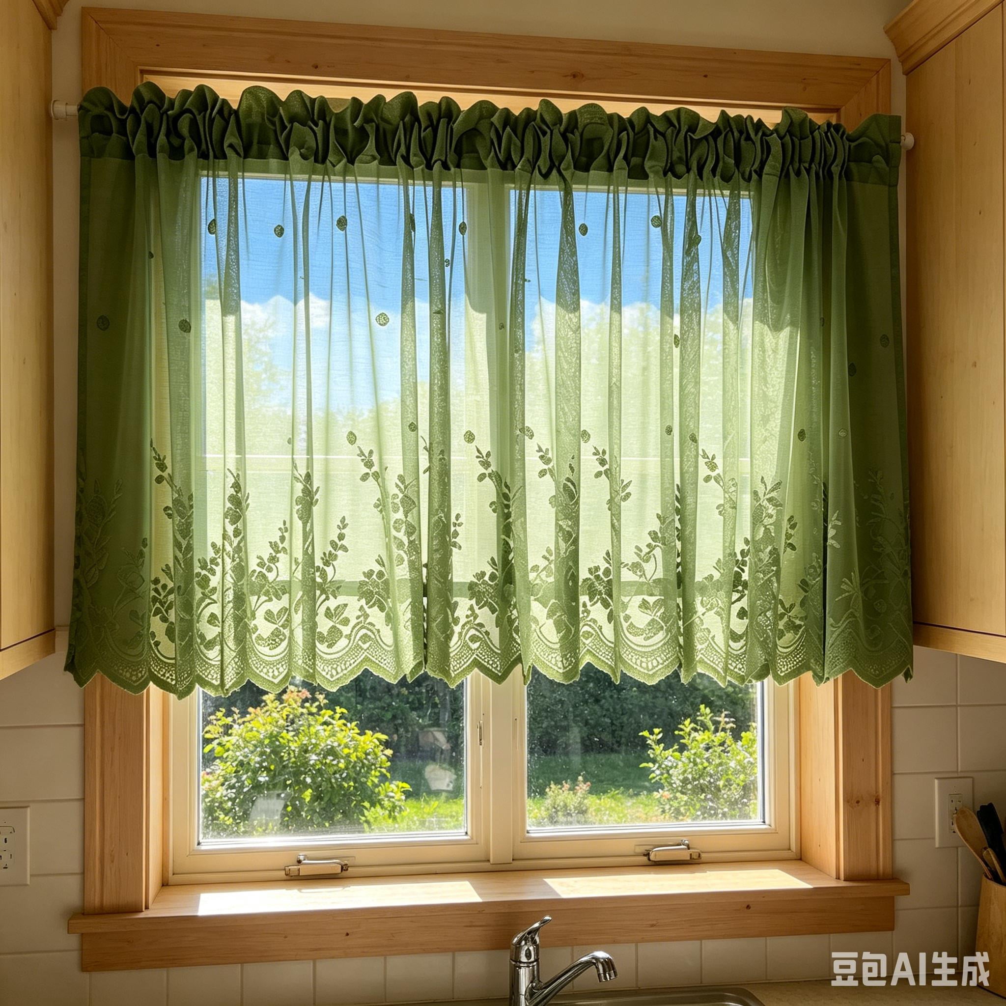 29" × 24" Embroidered Lace Sheer Kitchen Curtain Valance, Rod Pocket ...
