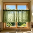 29" × 35" Embroidered Lace Sheer Kitchen Curtain Valance, Rod Pocket ...