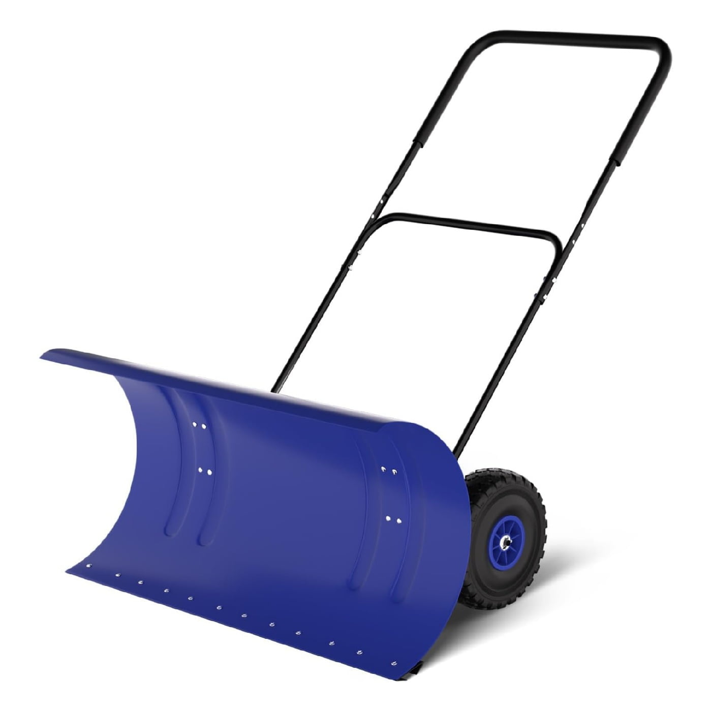 29/36 Inch Heavy-Duty Steel Snow Pusher with Wheels, 7-Position ...