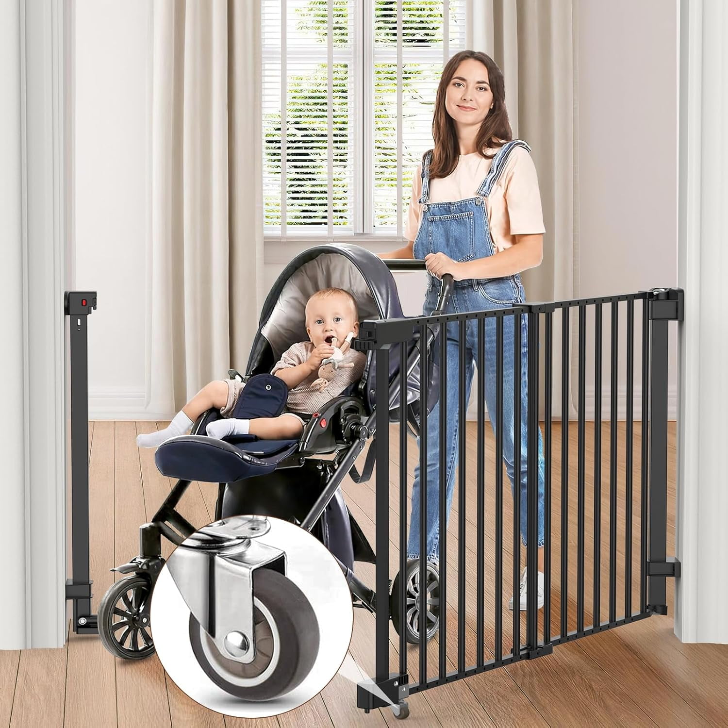 29-43.3" Sliding Baby/Dog Gate, No Bottom Bar Baby Gate for Doorways ...